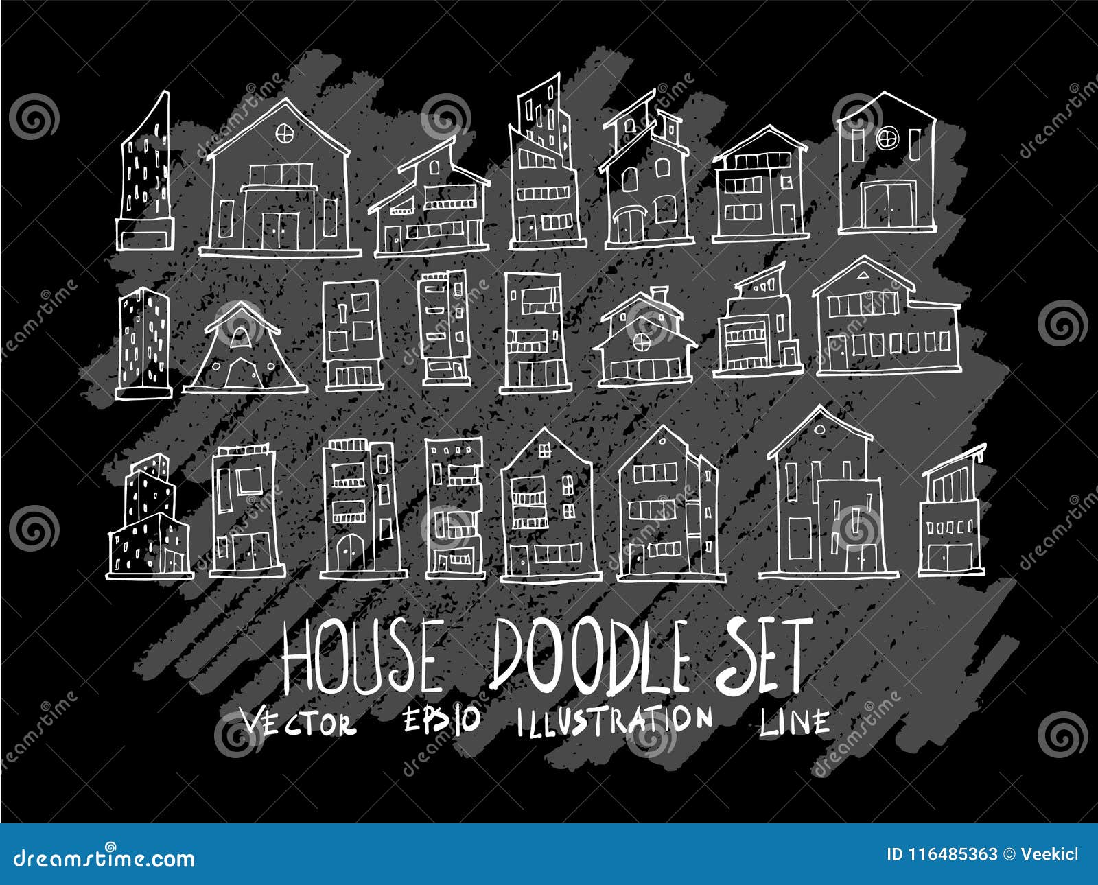 Hand Drawn Sketch Doodle Vector Line Building Element Icon Set O Stock ...
