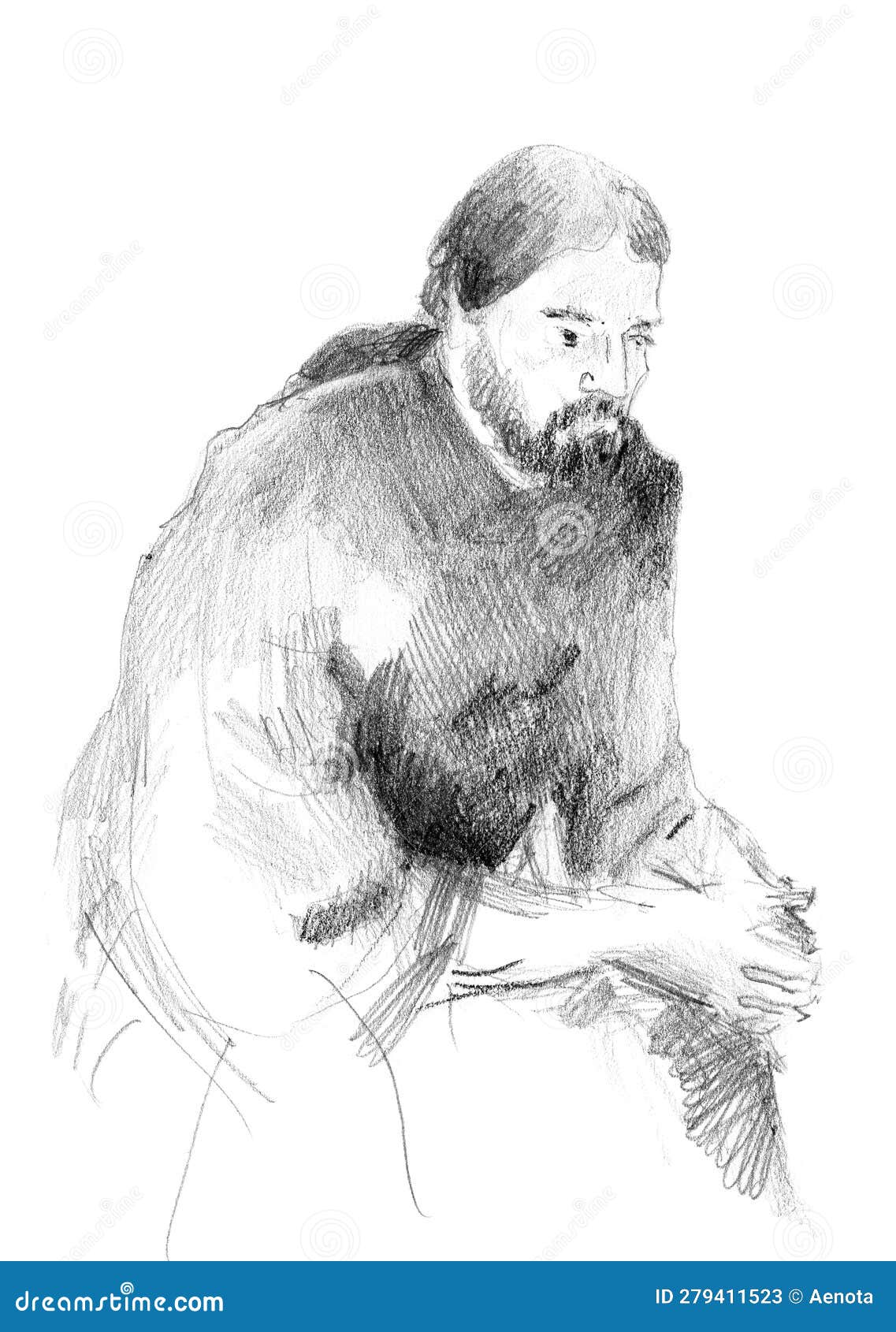 Hand Drawn Sketch of Dreaming Guy Stock Illustration - Illustration of ...