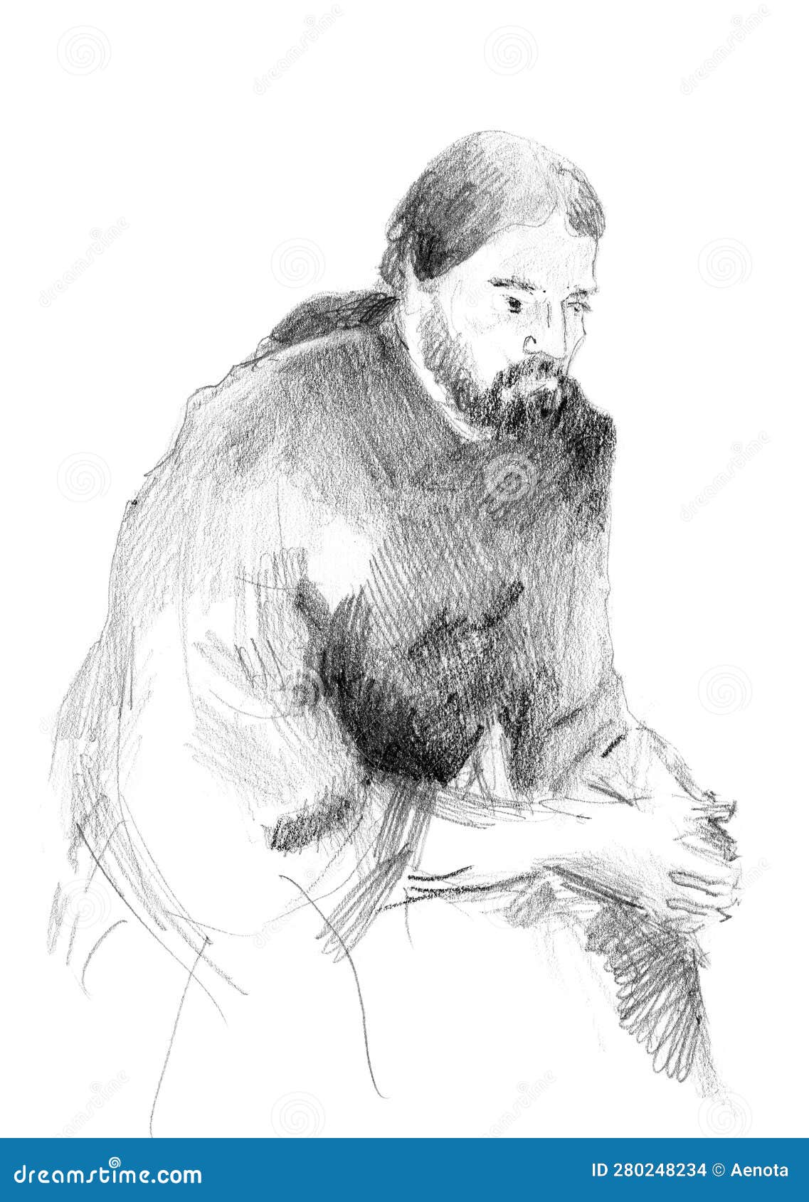 Hand Drawn Sketch of Dreaming Guy Stock Illustration - Illustration of ...