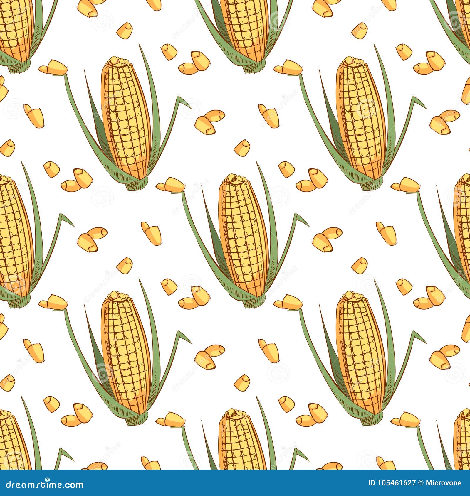 Corn Seamless Pattern Cute Background. Vector Cute Corns Seamless ...