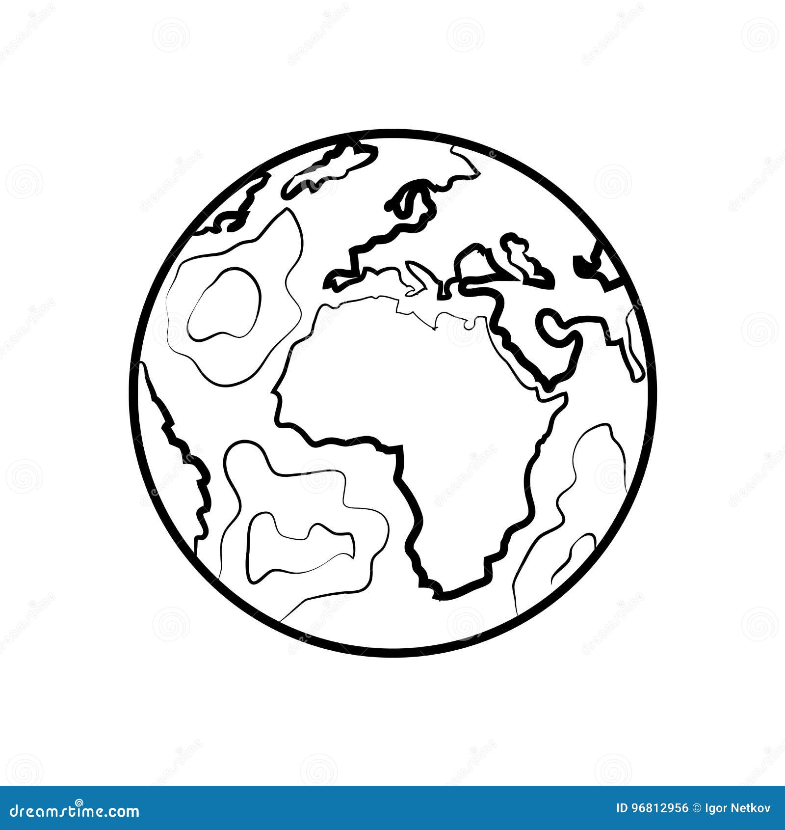 Sketch Earth. Map World Hand Drawn Globe, Earth Circle Concept ...