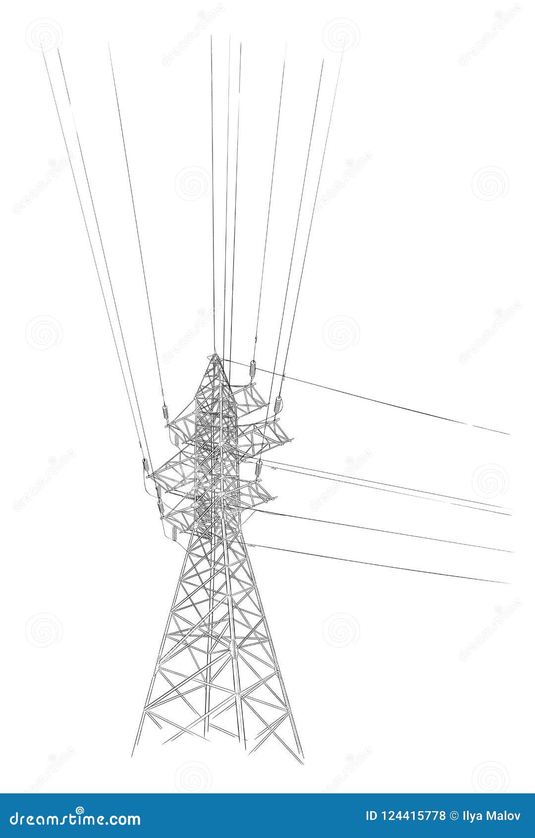 Hand Drawn Sketch of Electric Tower on White Stock Vector ...