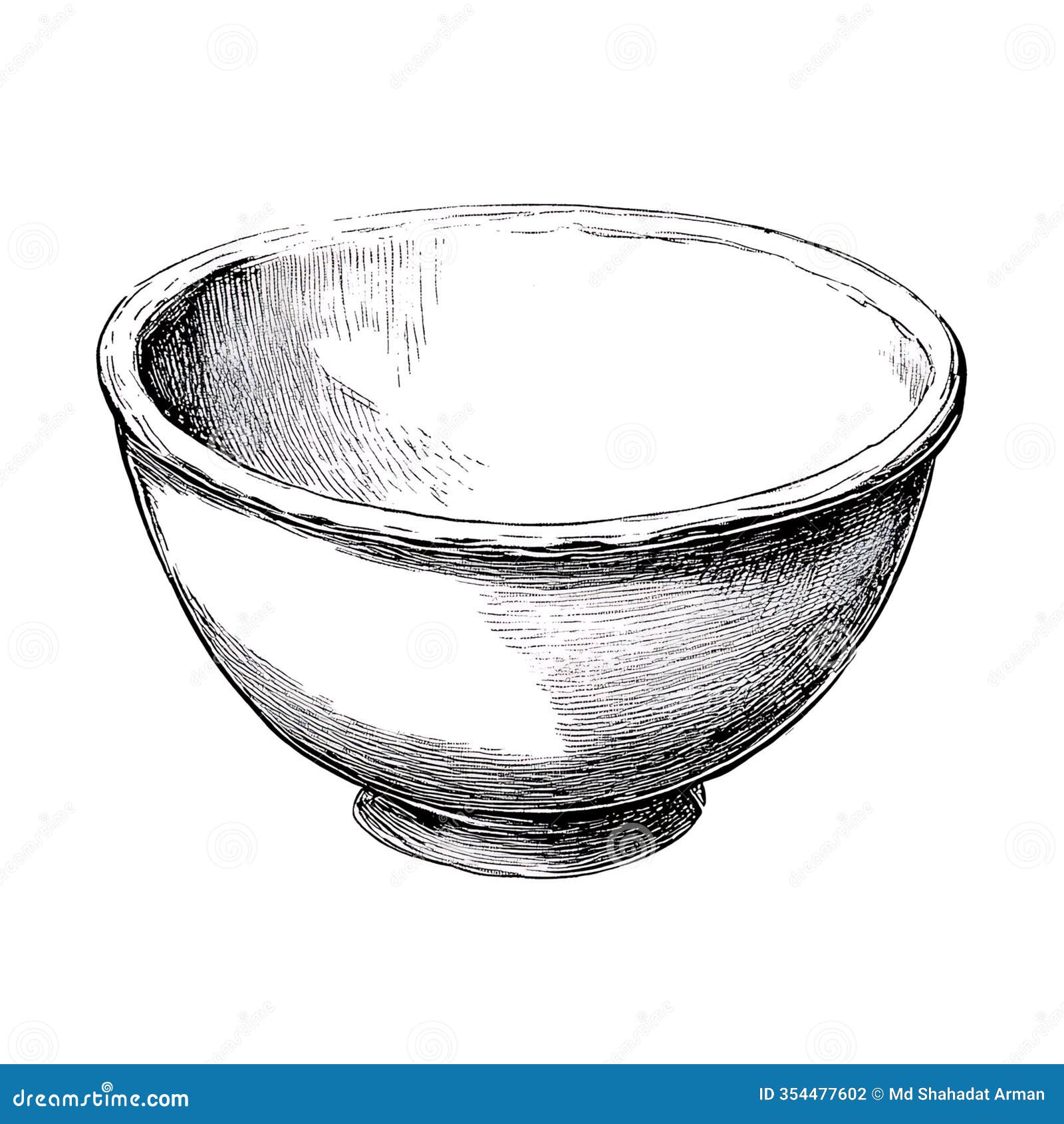 Hand-drawn Sketch of an Empty Bowl Stock Illustration - Illustration of ...