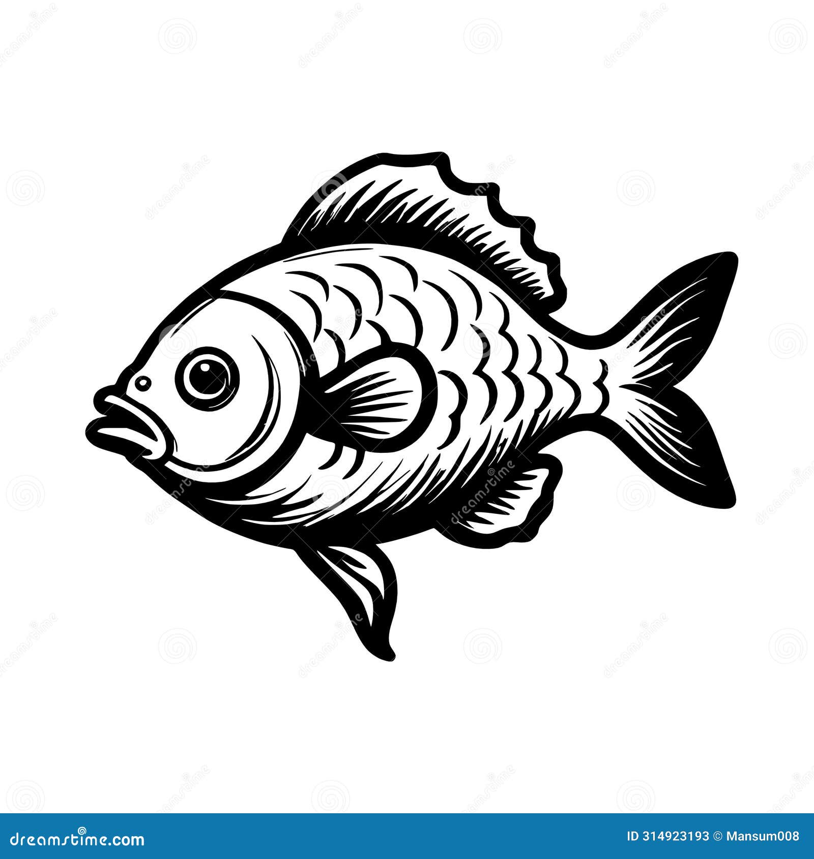 Hand drawn sketch of fish stock illustration. Illustration of aquatic ...