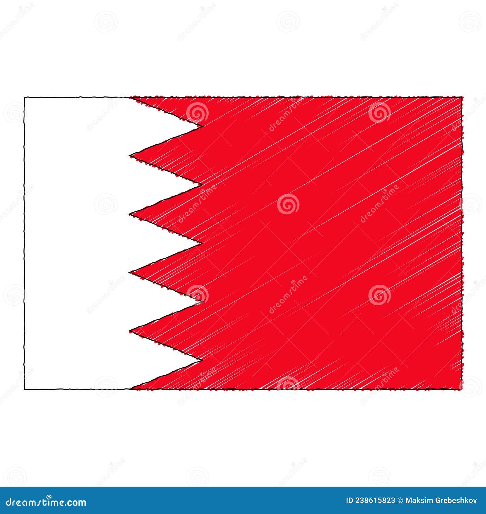 Hand Drawn Sketch Flag of Bahrain. Doodle Style Icon Stock Vector ...