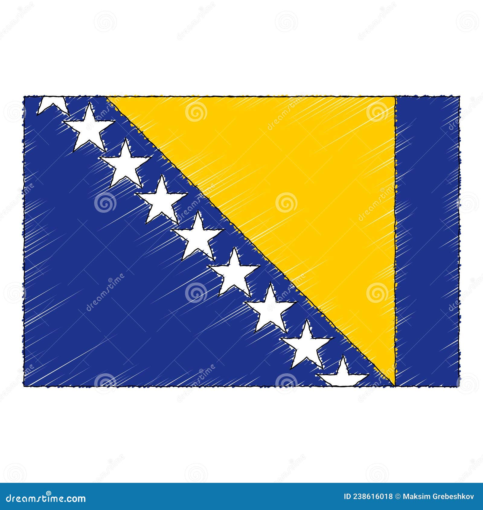 Hand Drawn Sketch Flag of Bosnia. Doodle Style Icon Stock Vector ...