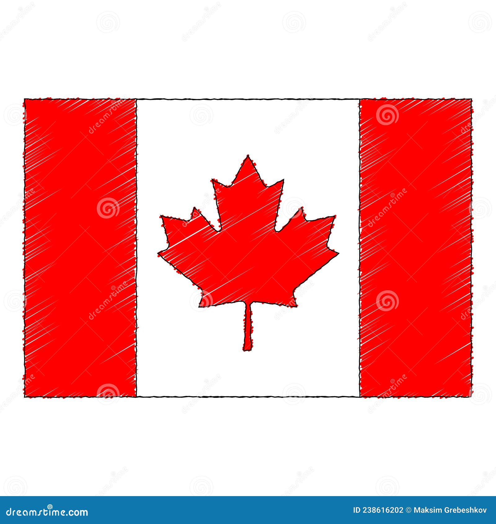 Hand Drawn Sketch Flag of Canada. Doodle Style Icon Stock Vector ...