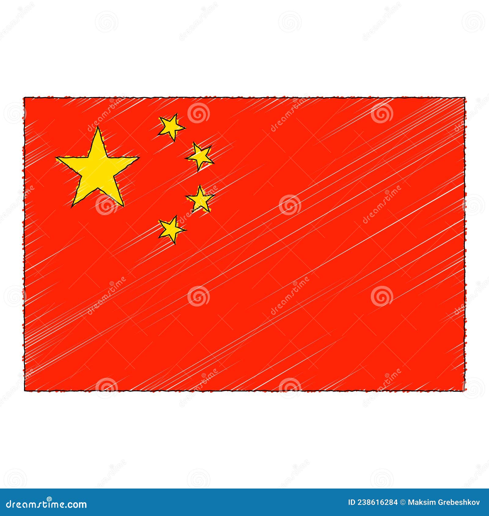 Hand Drawn Sketch Flag of China. Doodle Style Icon Stock Vector ...