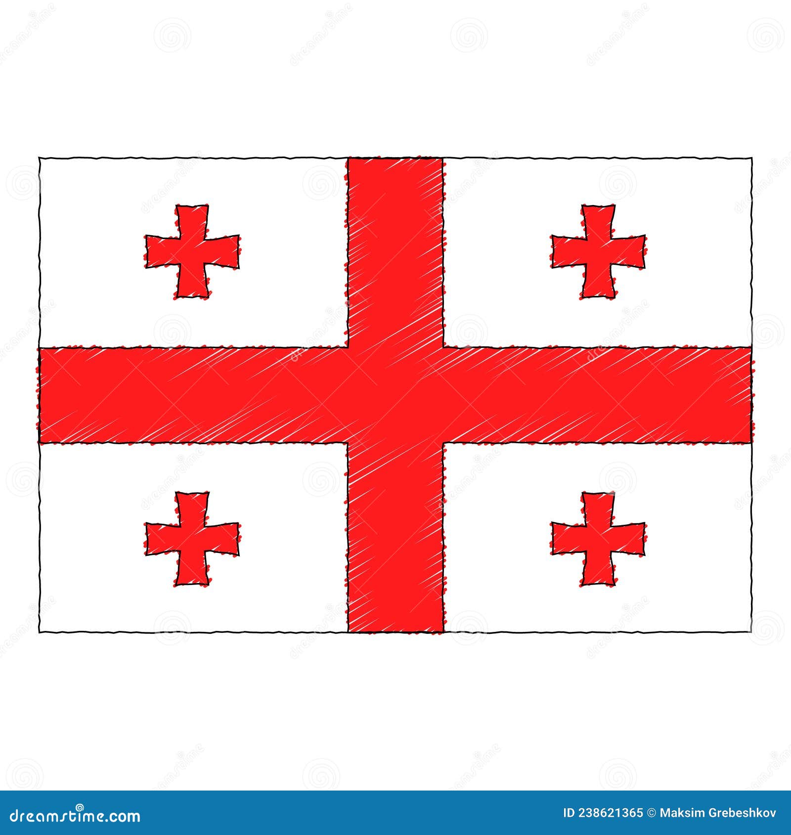 Hand Drawn Sketch Flag of Georgia. Doodle Style Icon Stock Illustration ...
