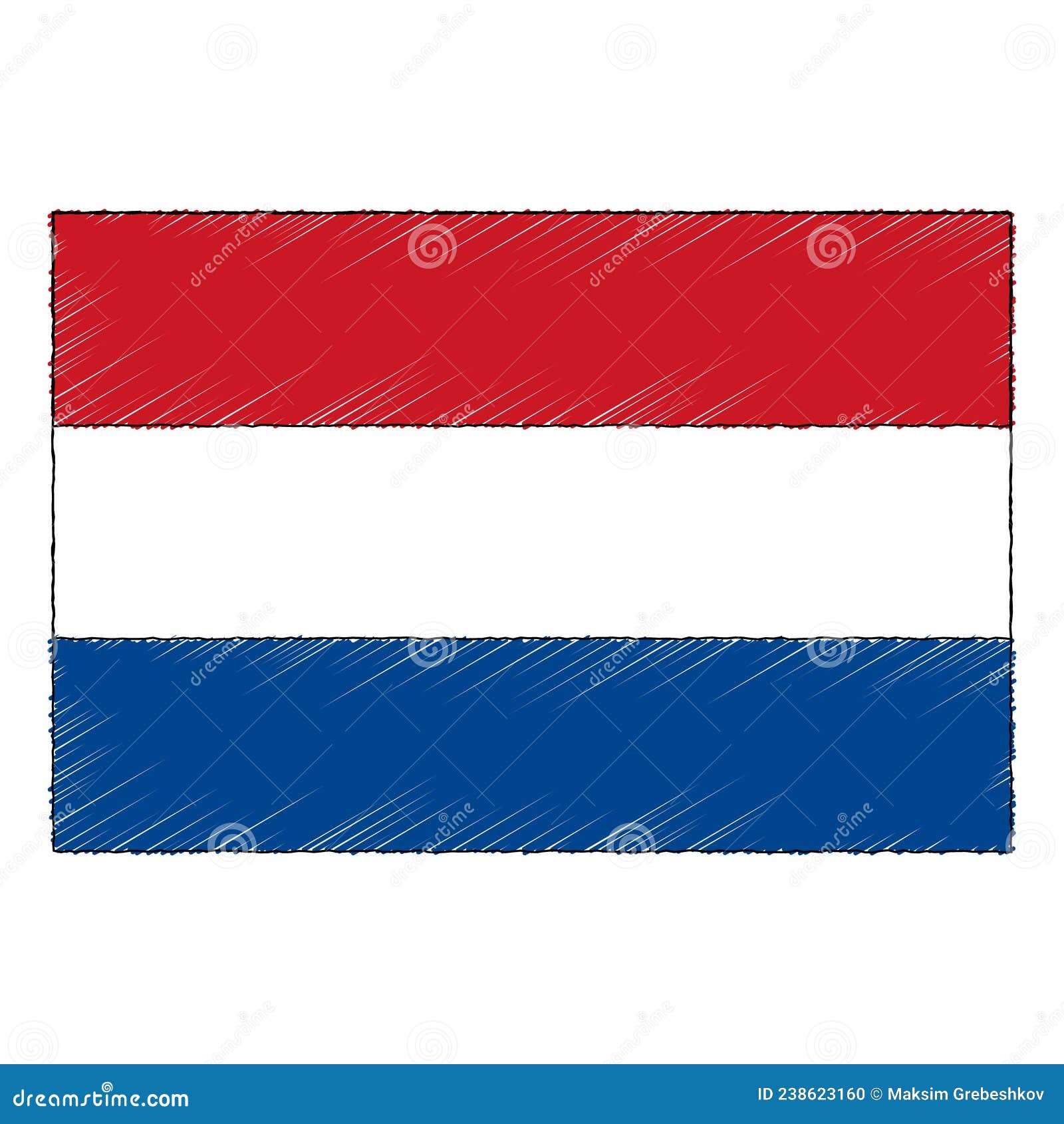 Hand Drawn Sketch Flag of Netherlands. Doodle Style Icon Stock ...