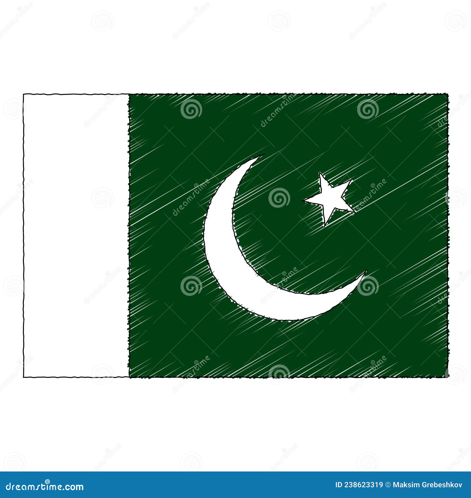 Hand Drawn Sketch Flag of Pakistan. Doodle Style Icon Stock ...