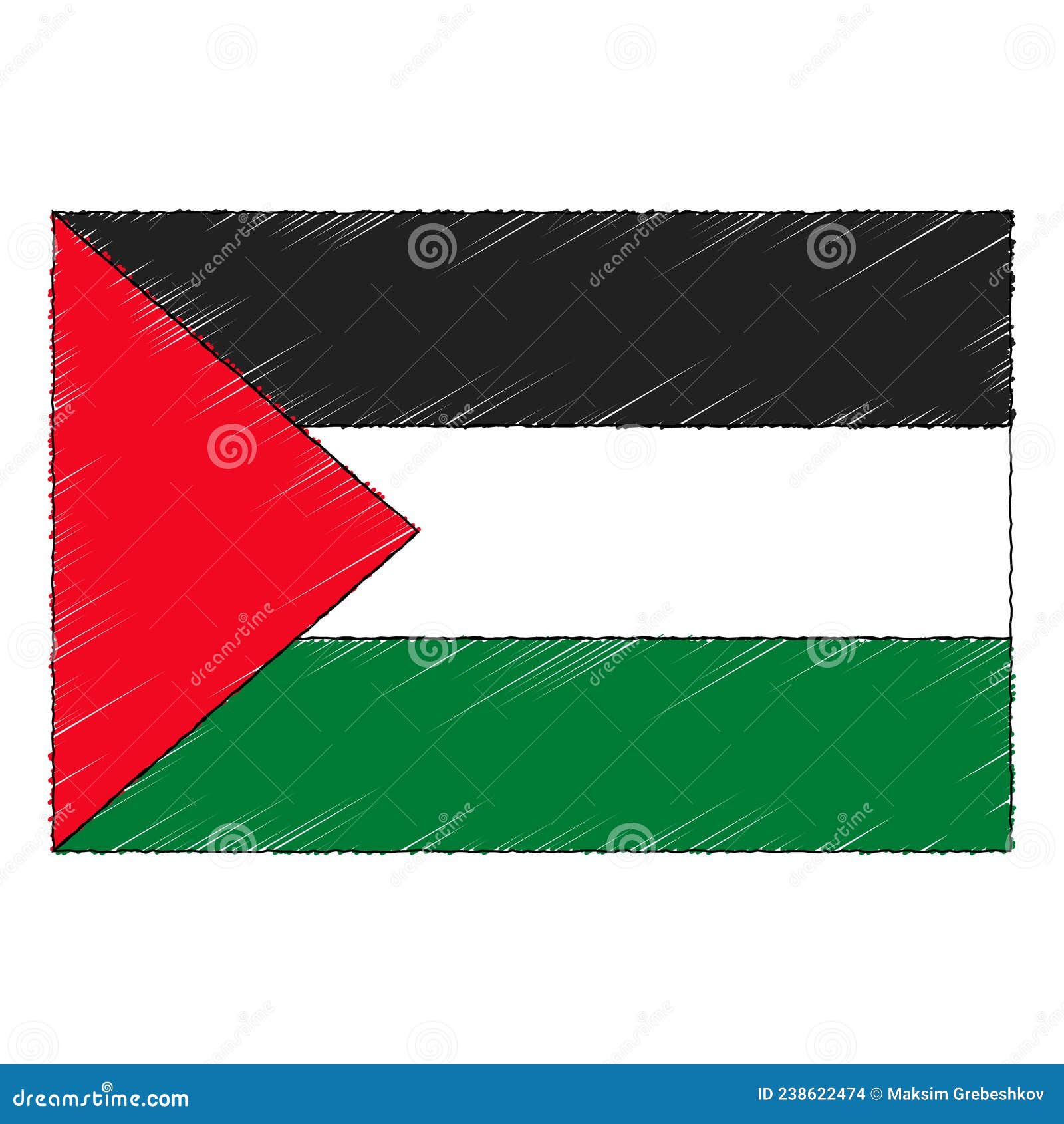 Hand Drawn Sketch Flag of Palestine. Doodle Style Icon Stock Vector ...