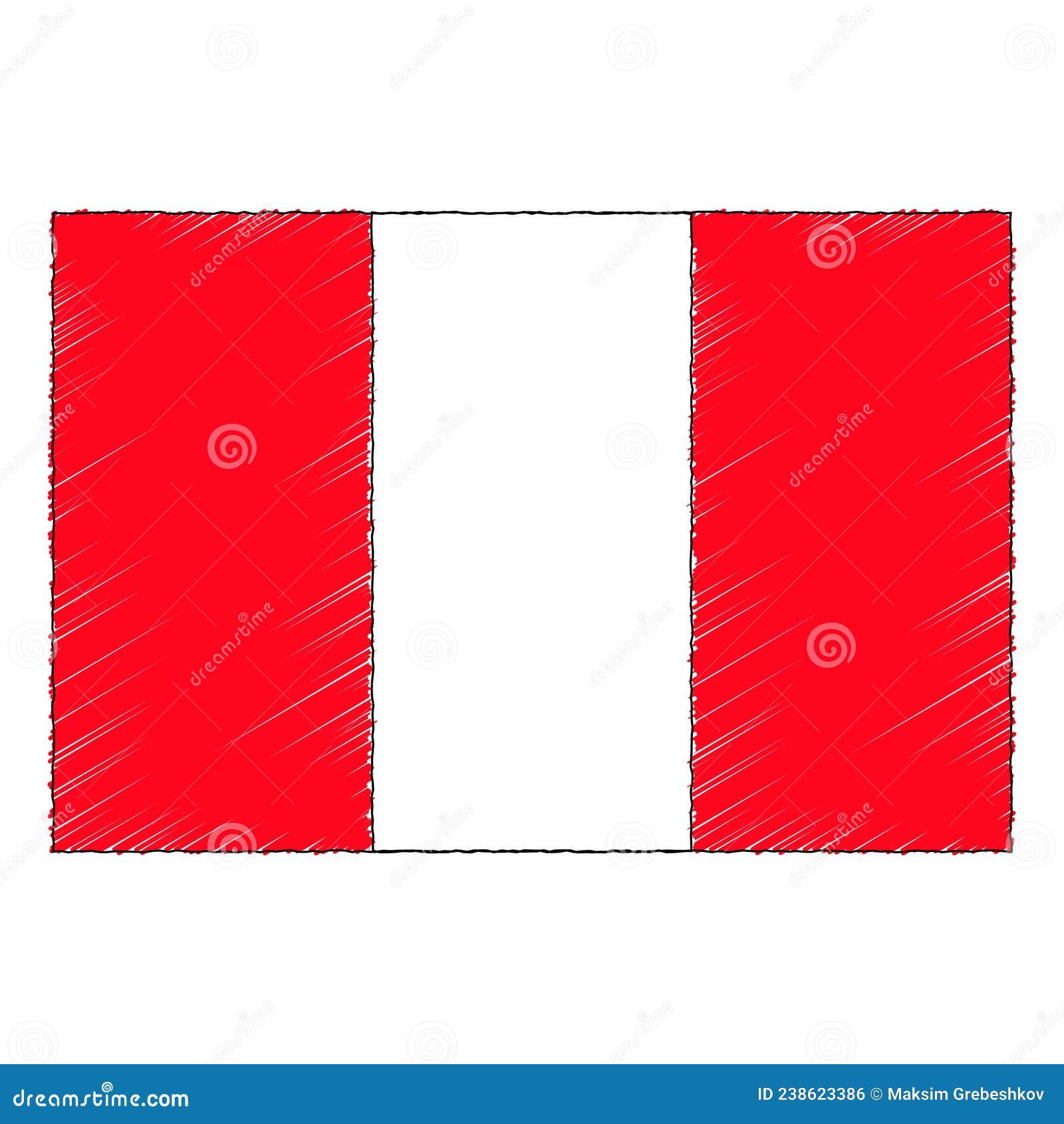Hand Drawn Sketch Flag of Peru. Doodle Style Icon Stock Vector ...