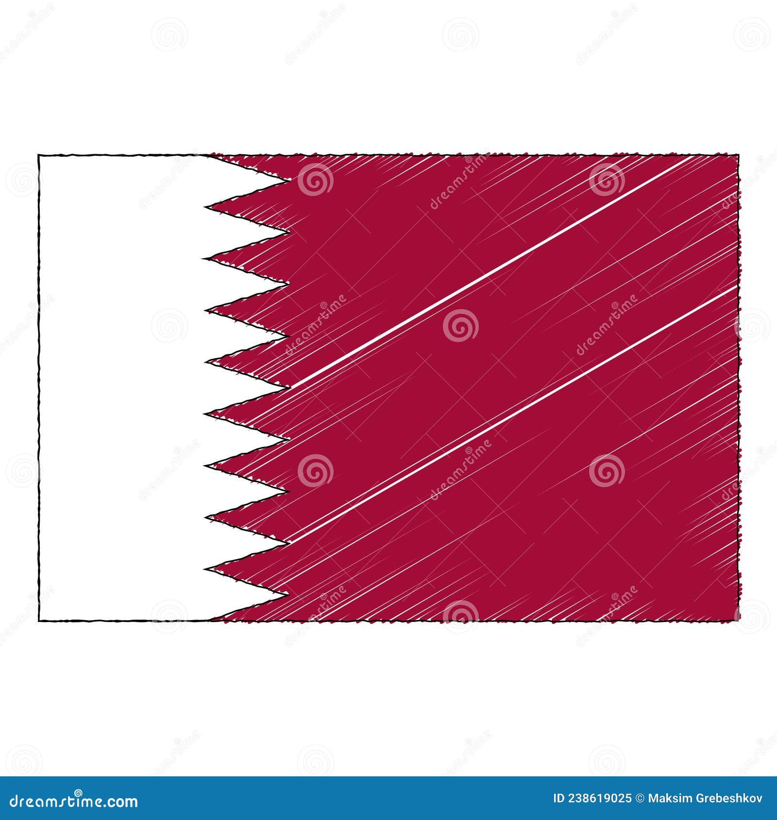 Hand Drawn Sketch Flag of Qatar. Doodle Style Icon Stock Vector ...