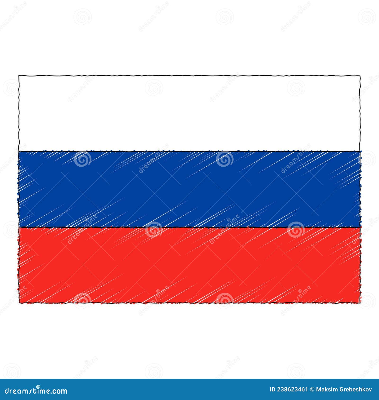Hand Drawn Sketch Flag of Russia. Doodle Style Icon Stock Illustration ...