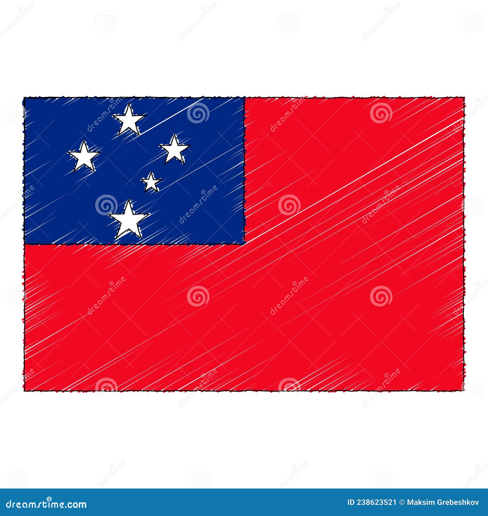 Hand Drawn Sketch Flag of Samoa. Doodle Style Icon Stock Illustration ...