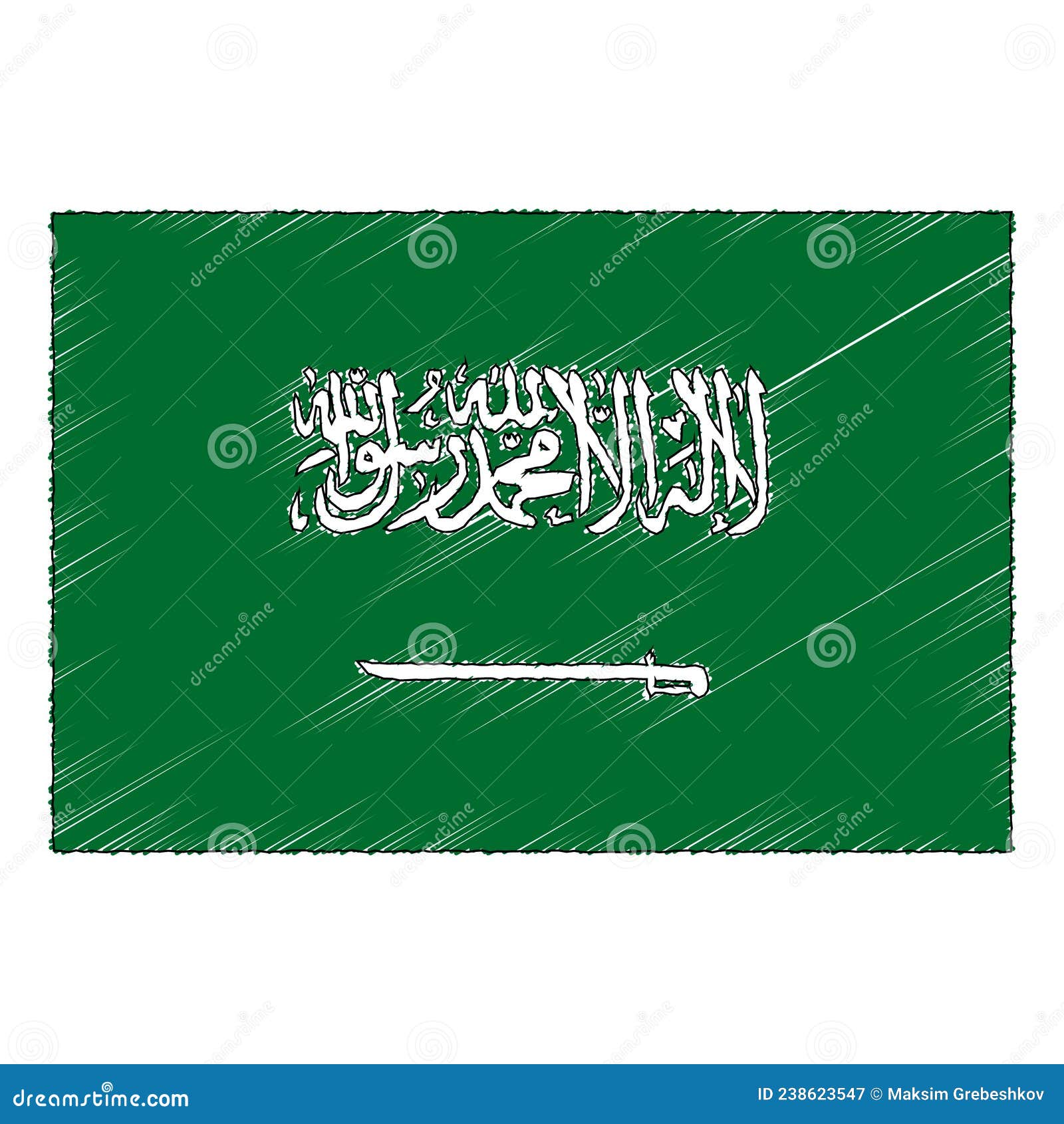 Hand Drawn Sketch Flag of Saudi Arabia. Doodle Style Icon Stock Vector ...
