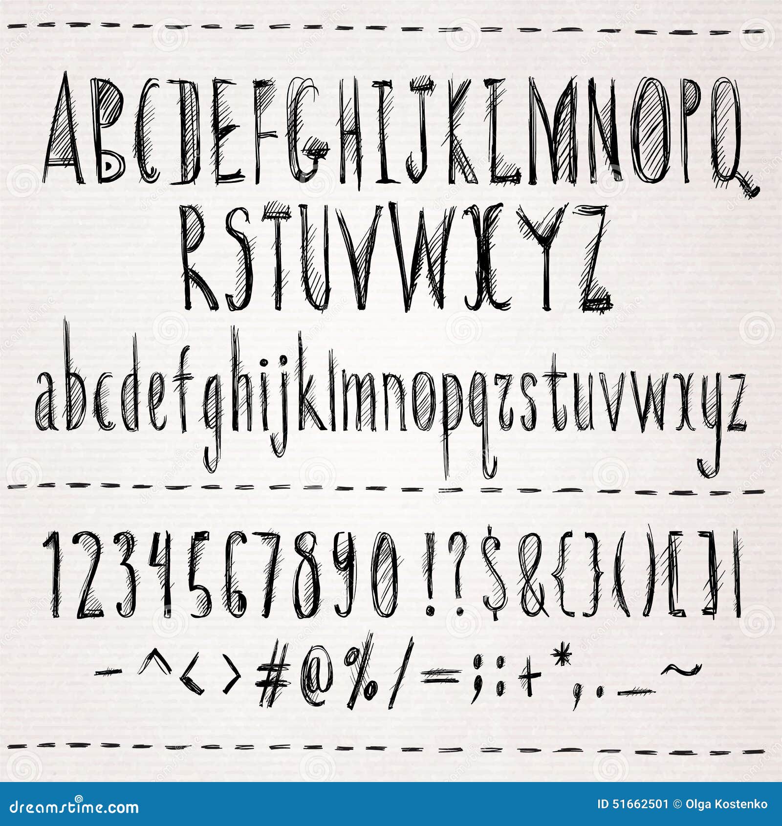 Hand Drawn Sketch Font. in White Stock Vector - Illustration of ...