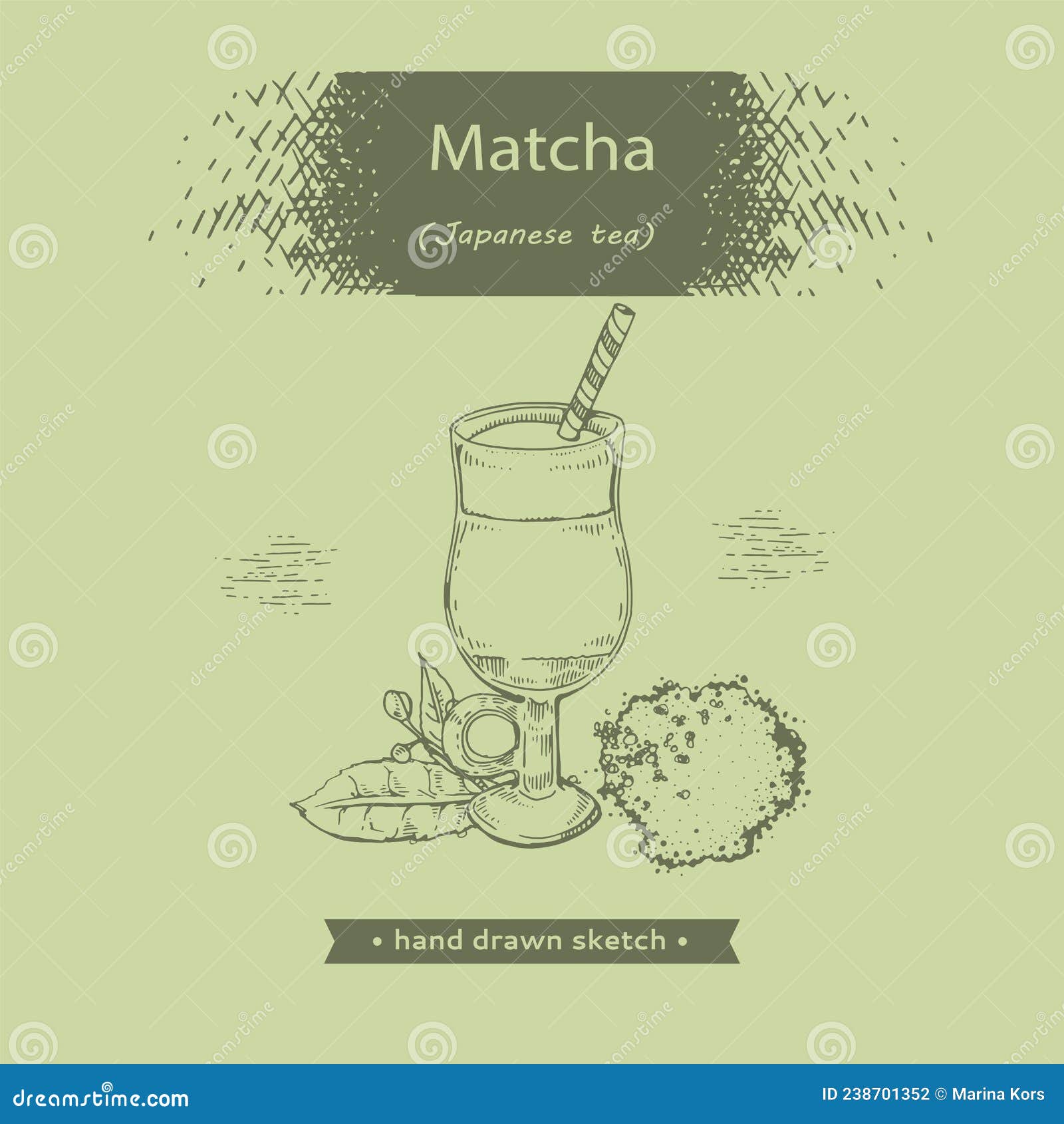 Hand-drawn Sketch Fresh Matcha Drink Stock Vector - Illustration of ...