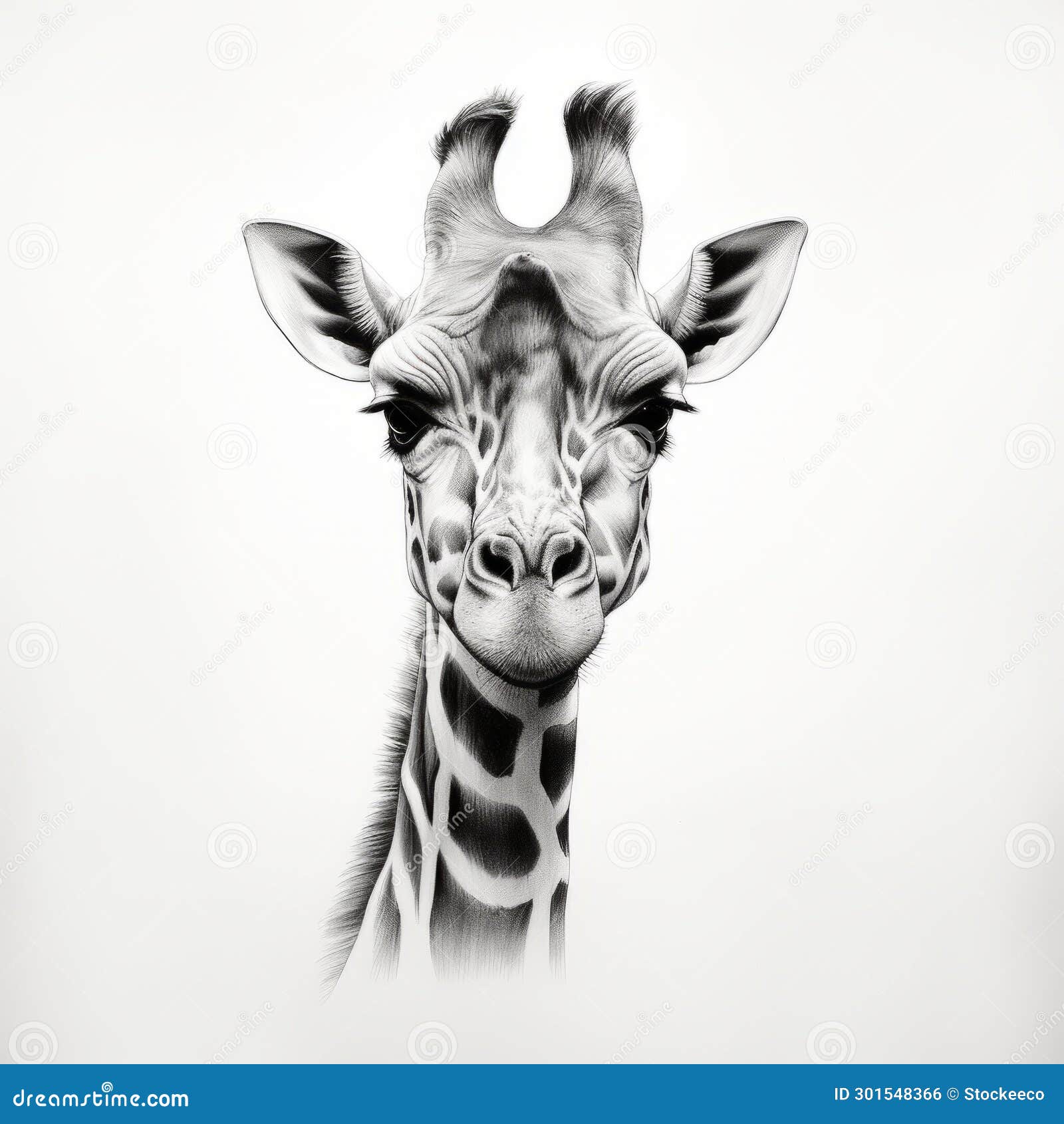 Realistic Hyper-detailed Pencil Drawing of a Giraffe Stock Illustration ...