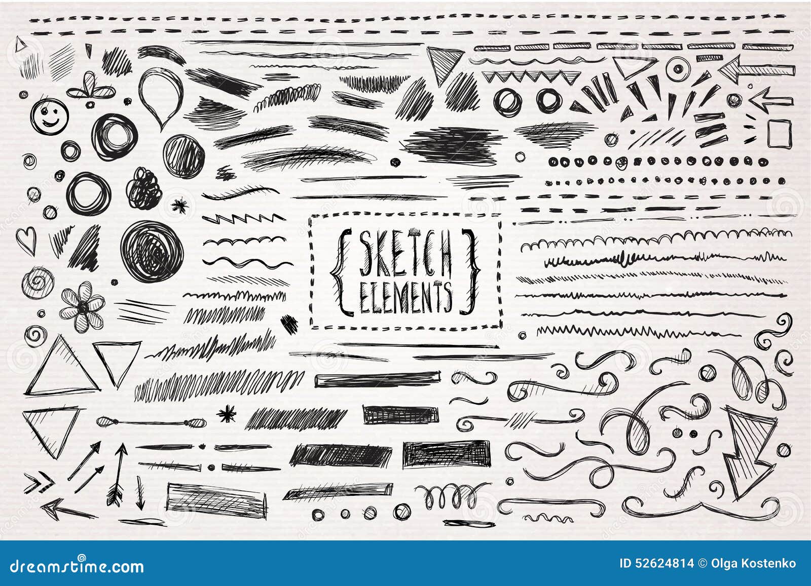Hand Drawn Sketch Hand Drawn Elements Stock Vector - Illustration of ...