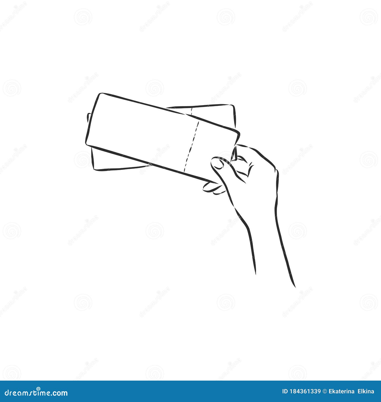 Hand-drawn Sketch of Hand Holding Ticket. Tickets in Hand, Vector ...