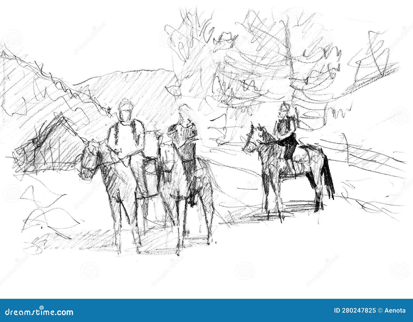 Hand Drawn Sketch of Horse Ride Stock Illustration - Illustration of ...