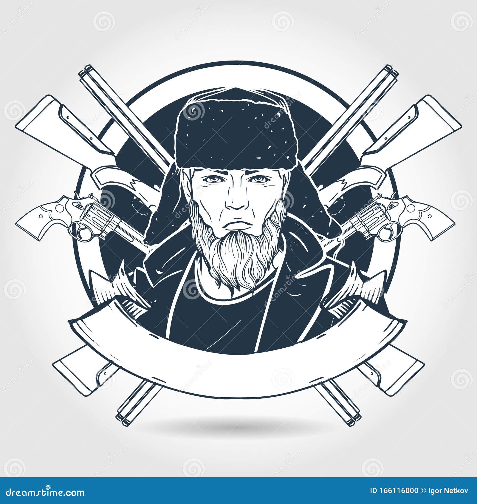 Hand Drawn Sketch Hunter Man Stock Vector - Illustration of brutal ...