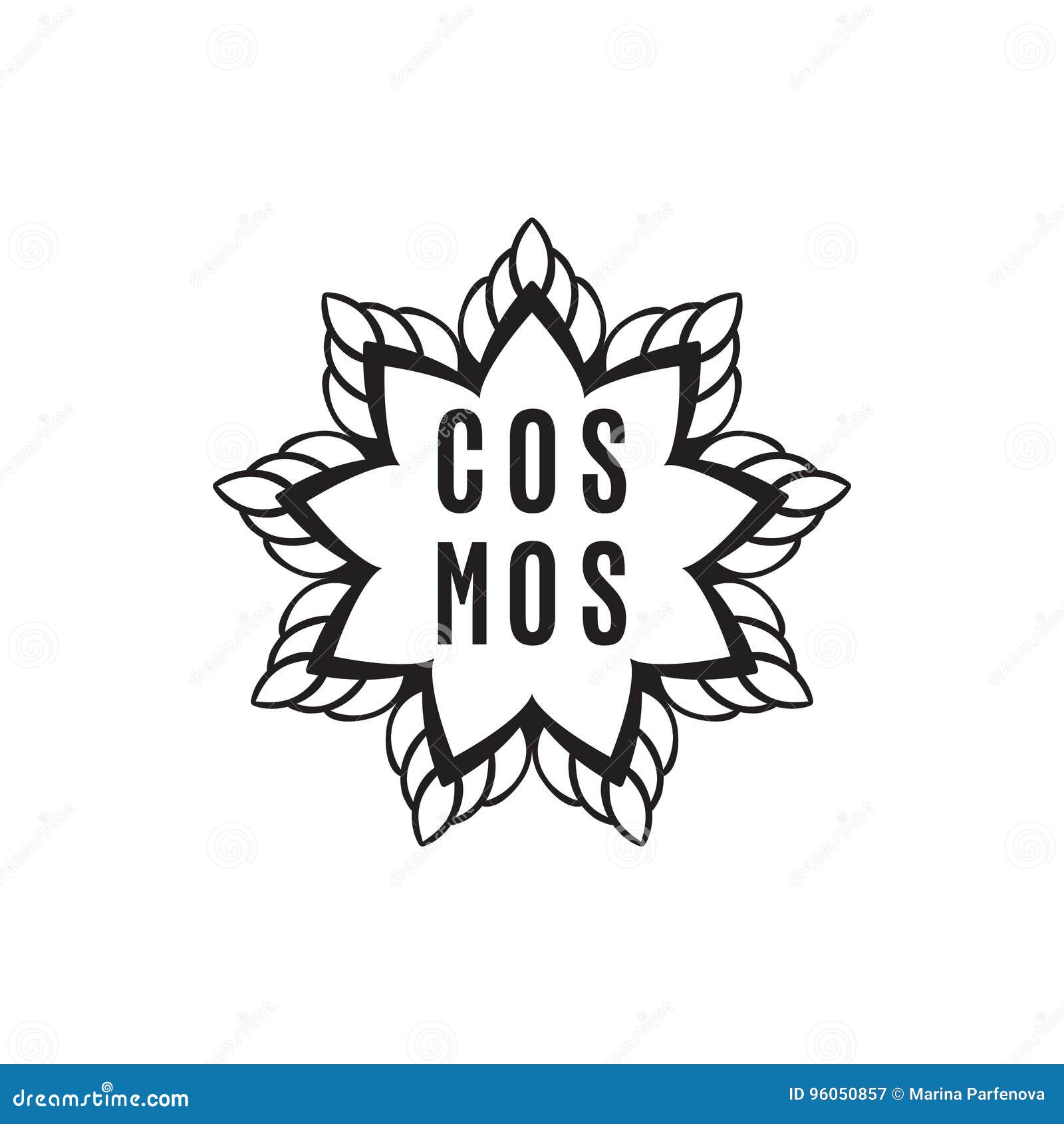 Hand Drawn, Sketch Illustration of Cosmos Logo Stock Vector ...