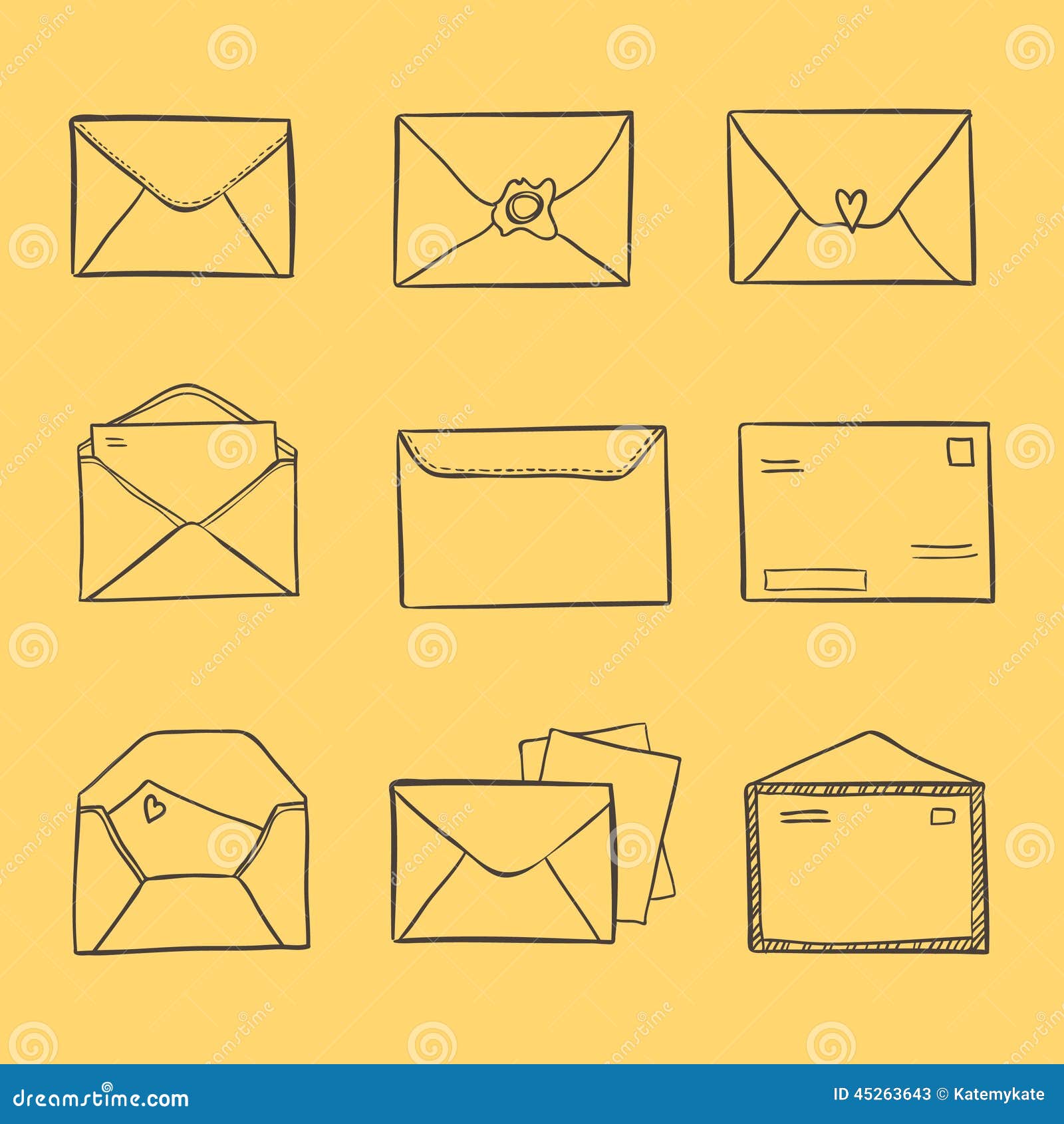 Hand Drawn Sketch Illustration - Letter and Envelope Stock Vector ...