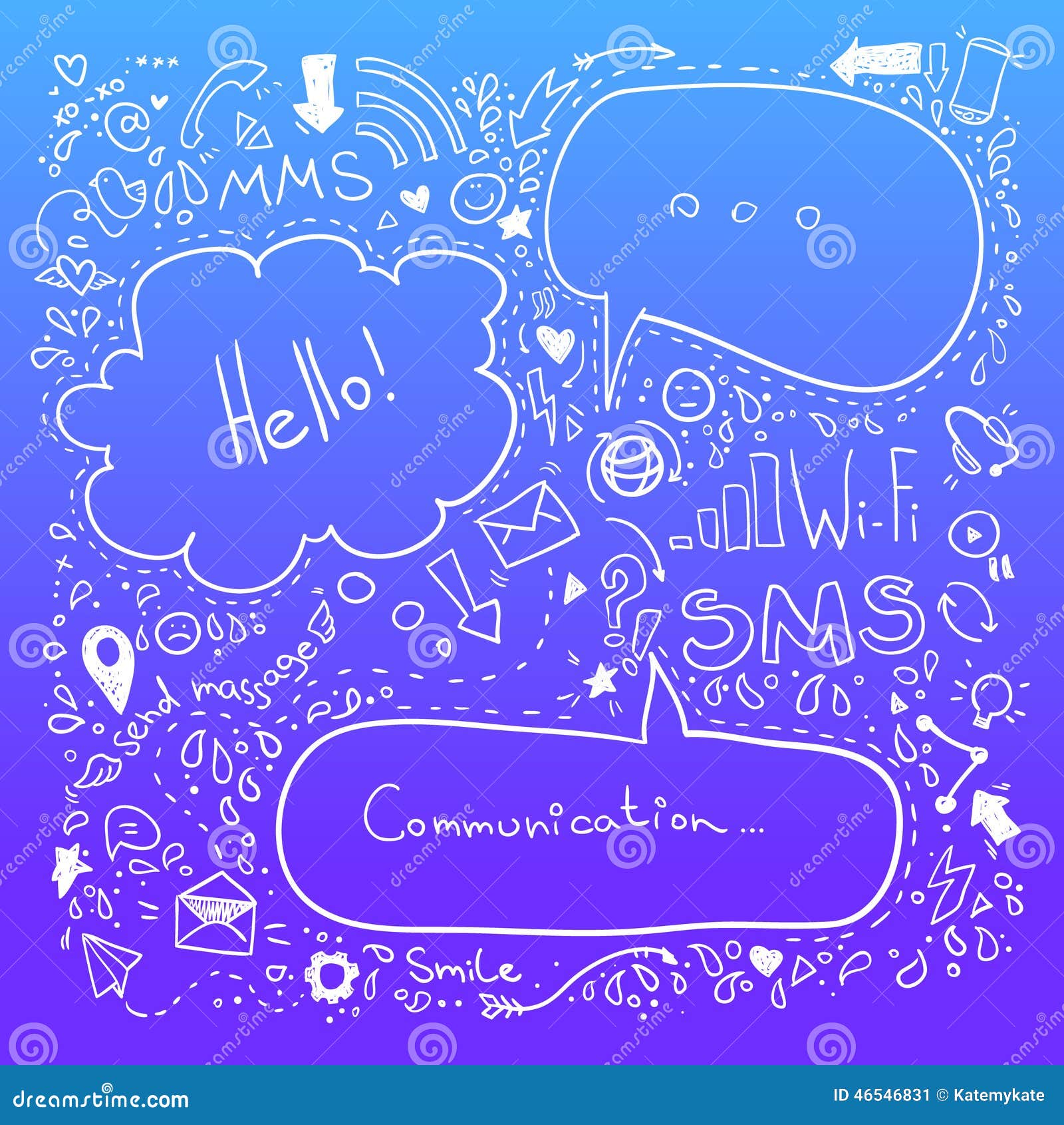 Hand Drawn Sketch Illustration - Speech Bubbles. Communication. Stock ...