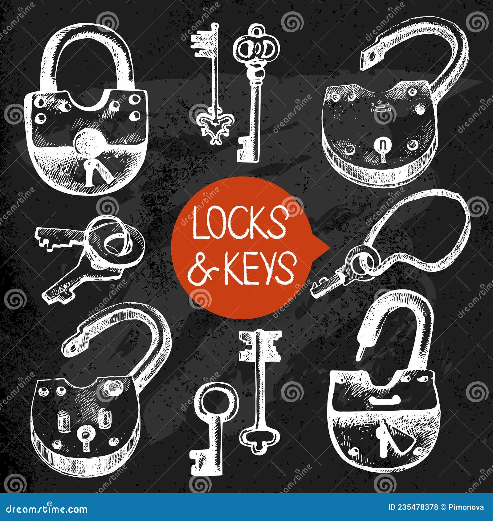 Hand Drawn Sketch Locks and Keys Set. Vector Illustration Stock ...