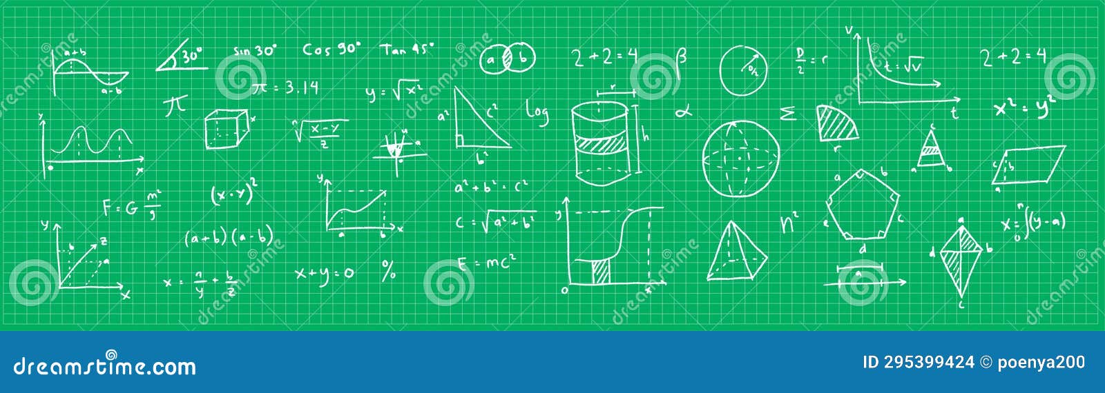 Hand Drawn Sketch Math Note. Math Symbols Doodle Notebook Page ...