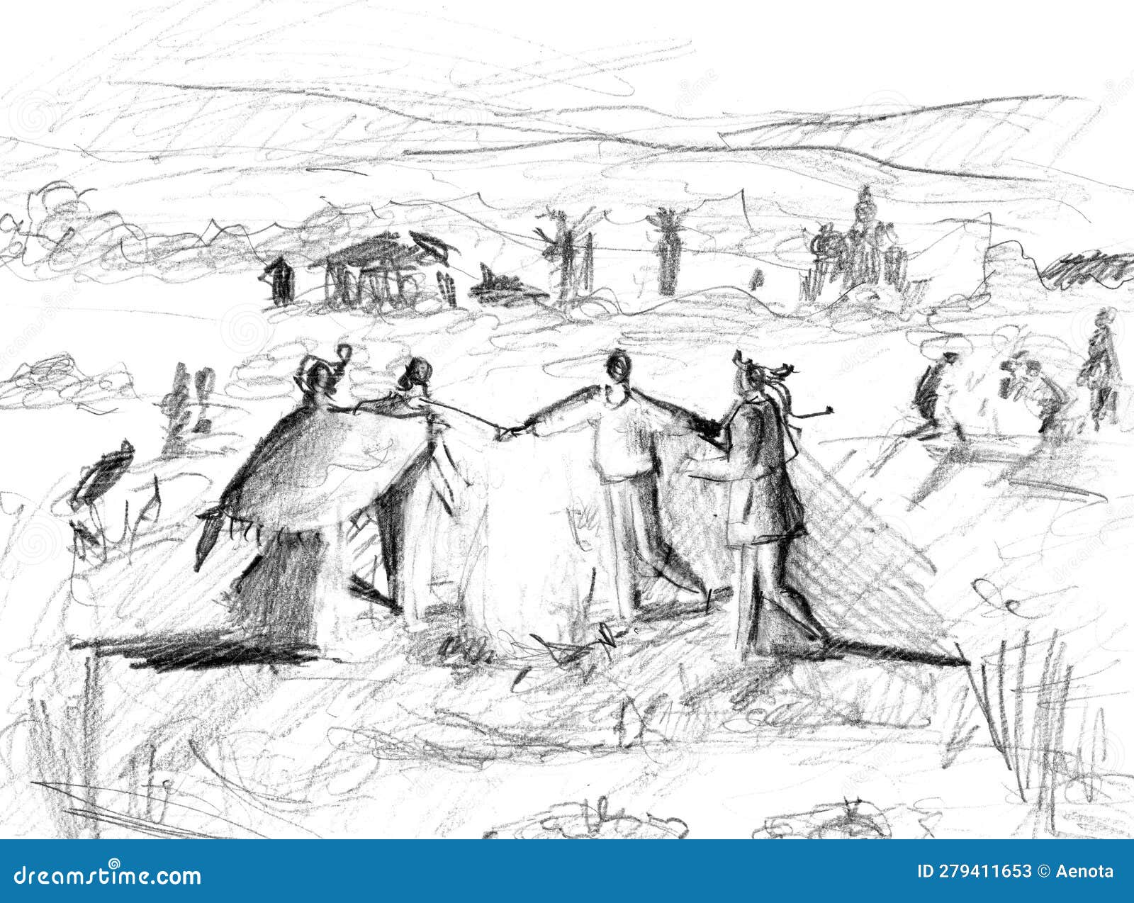 Hand Drawn Sketch of Midsummer Celebrations Stock Image - Image of ...