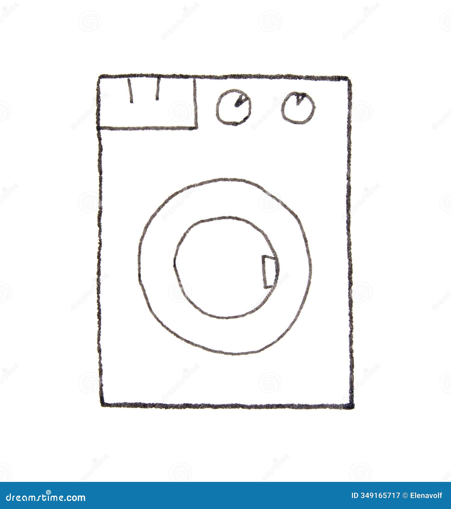 Hand-drawn Sketch of a Minimalistic Washing Machine with Simple Lines ...