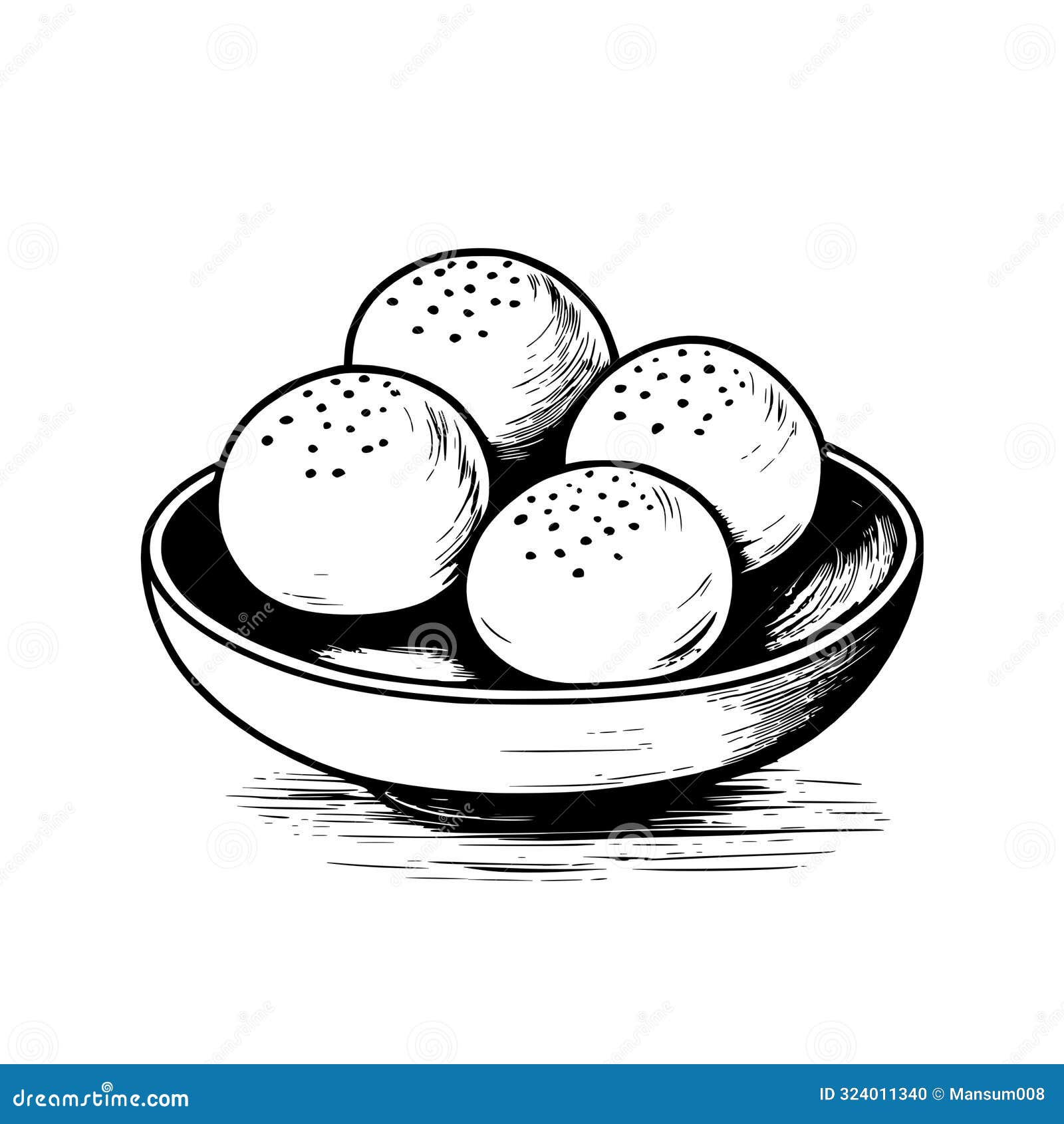 Hand drawn sketch of mochi stock illustration. Illustration of mochi ...