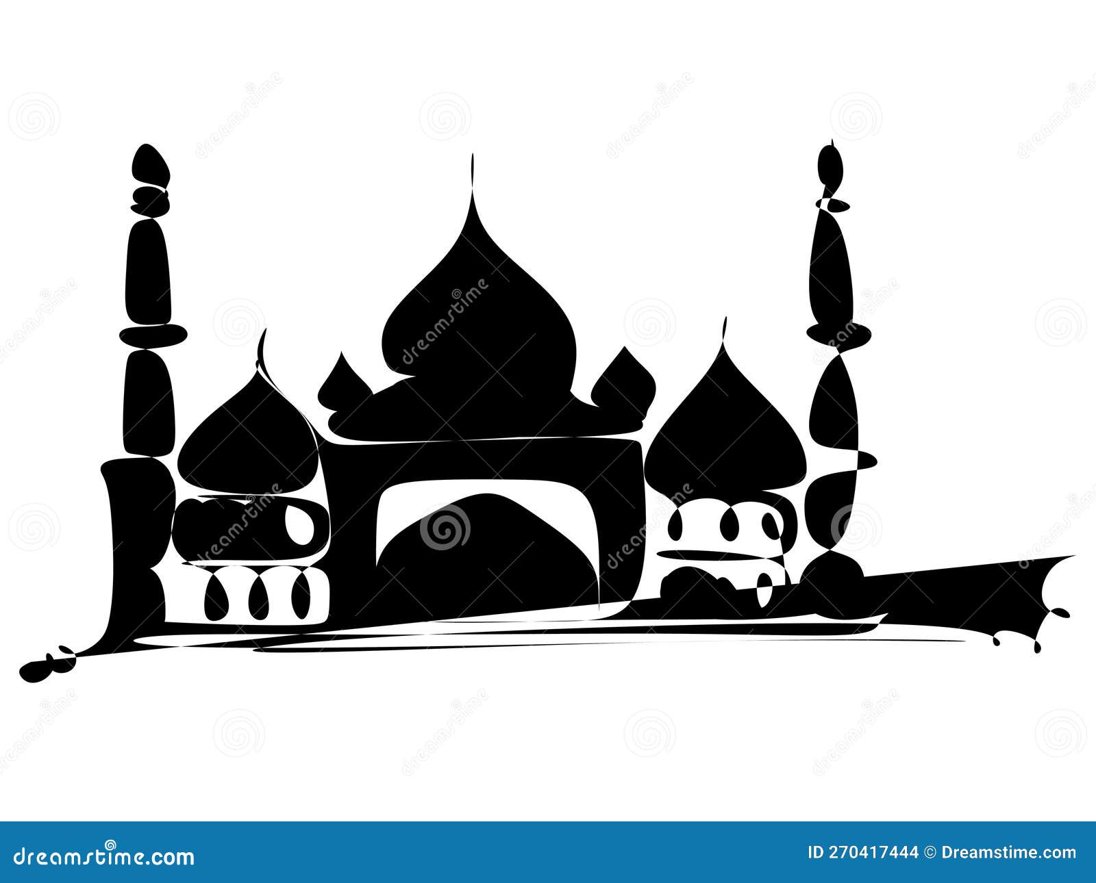 A Hand-drawn Sketch of a Mosque Stock Illustration - Illustration of ...