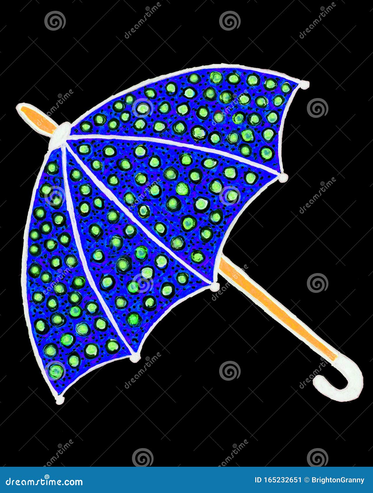 Hand Drawn Sketch of an Open Colorful Umbrella Stock Illustration ...