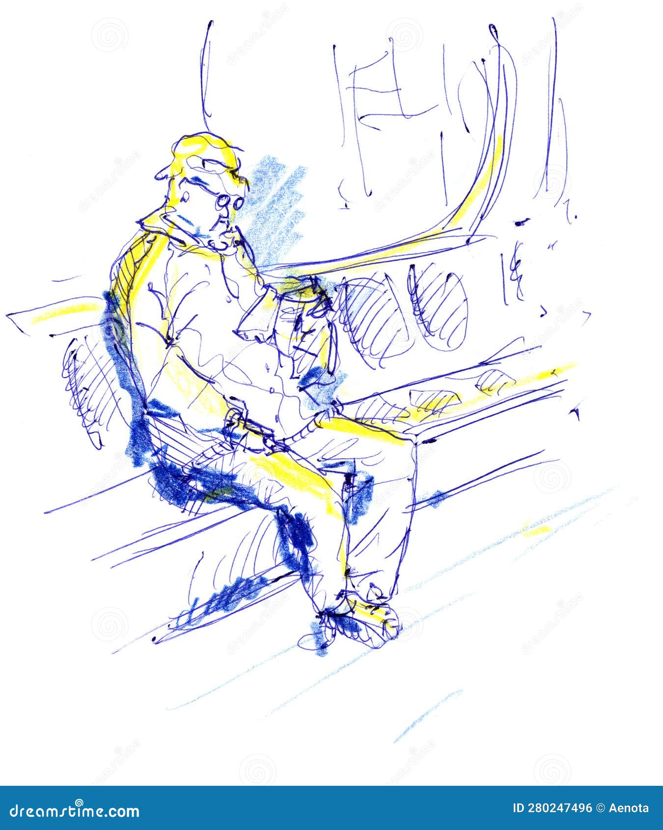 Hand Drawn Sketch of Passenger Stock Illustration - Illustration of ...