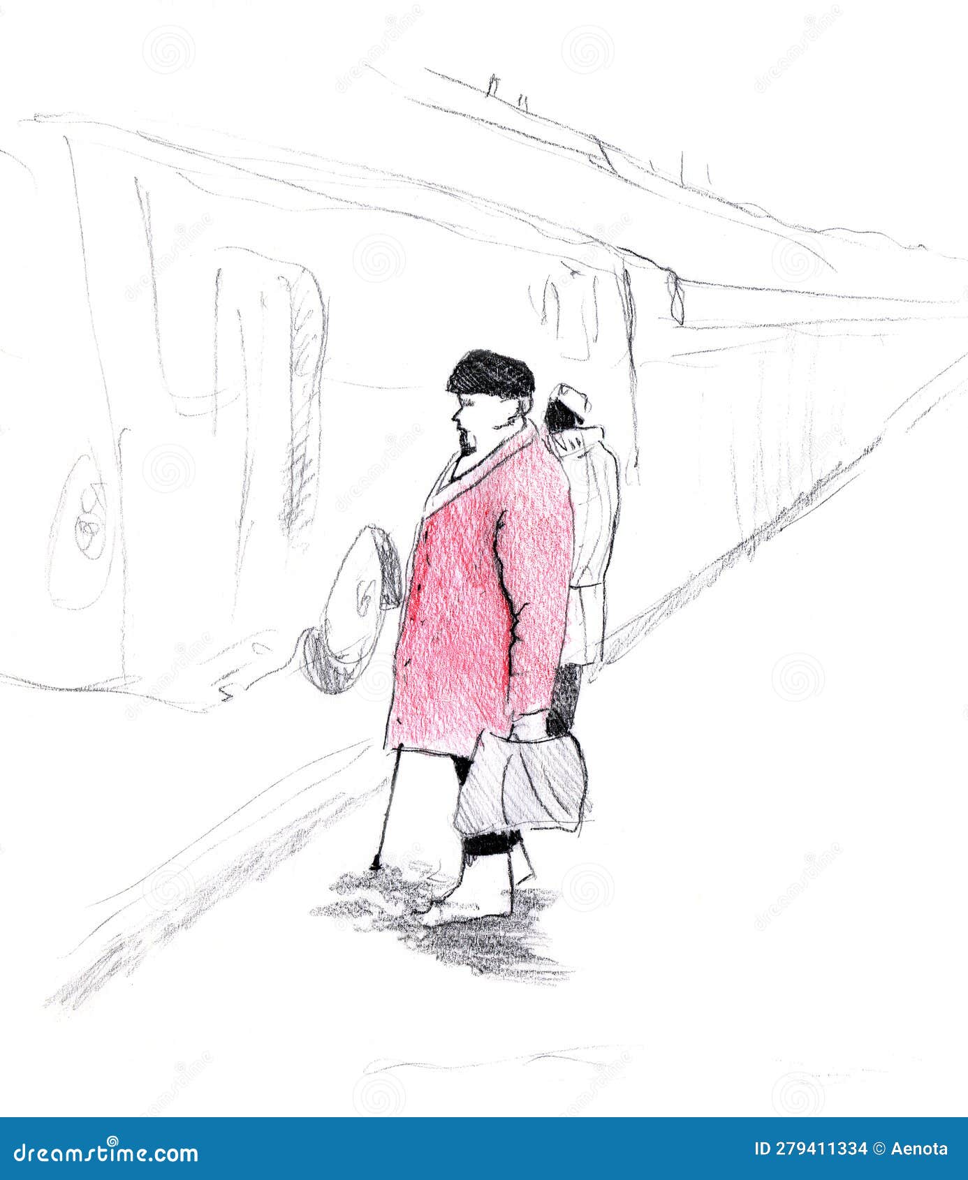 Hand Drawn Sketch of Passengers Stock Illustration - Illustration of ...