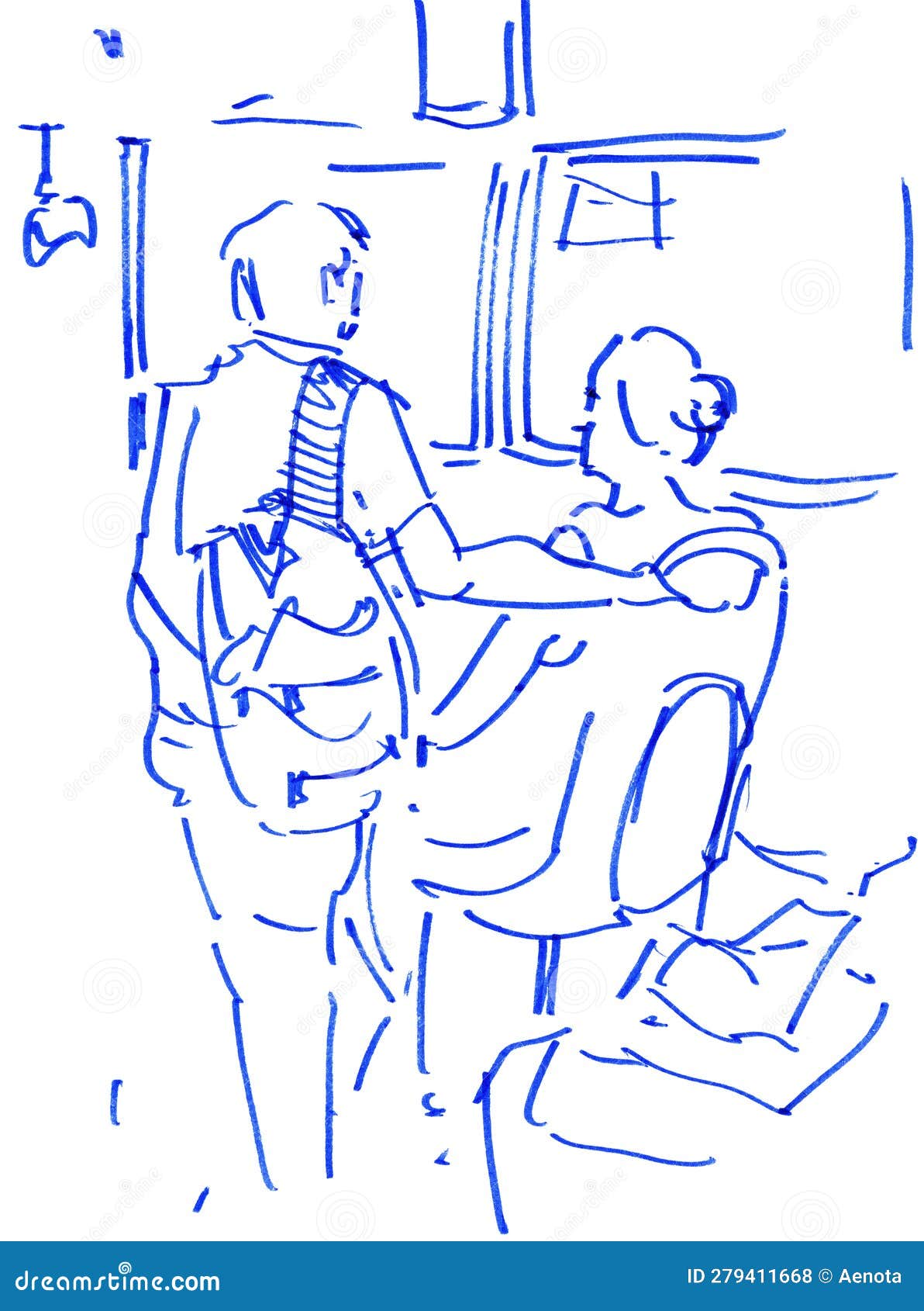Hand Drawn Sketch of Passengers Stock Photo - Image of traffic ...
