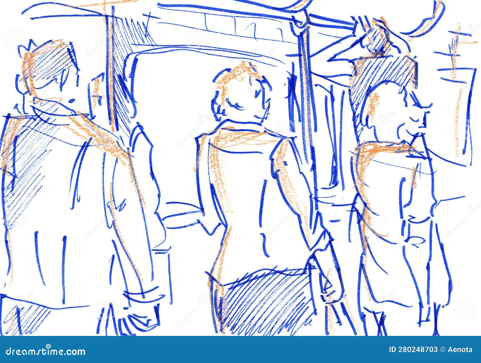 Hand Drawn Sketch of Passengers Stock Illustration - Illustration of ...