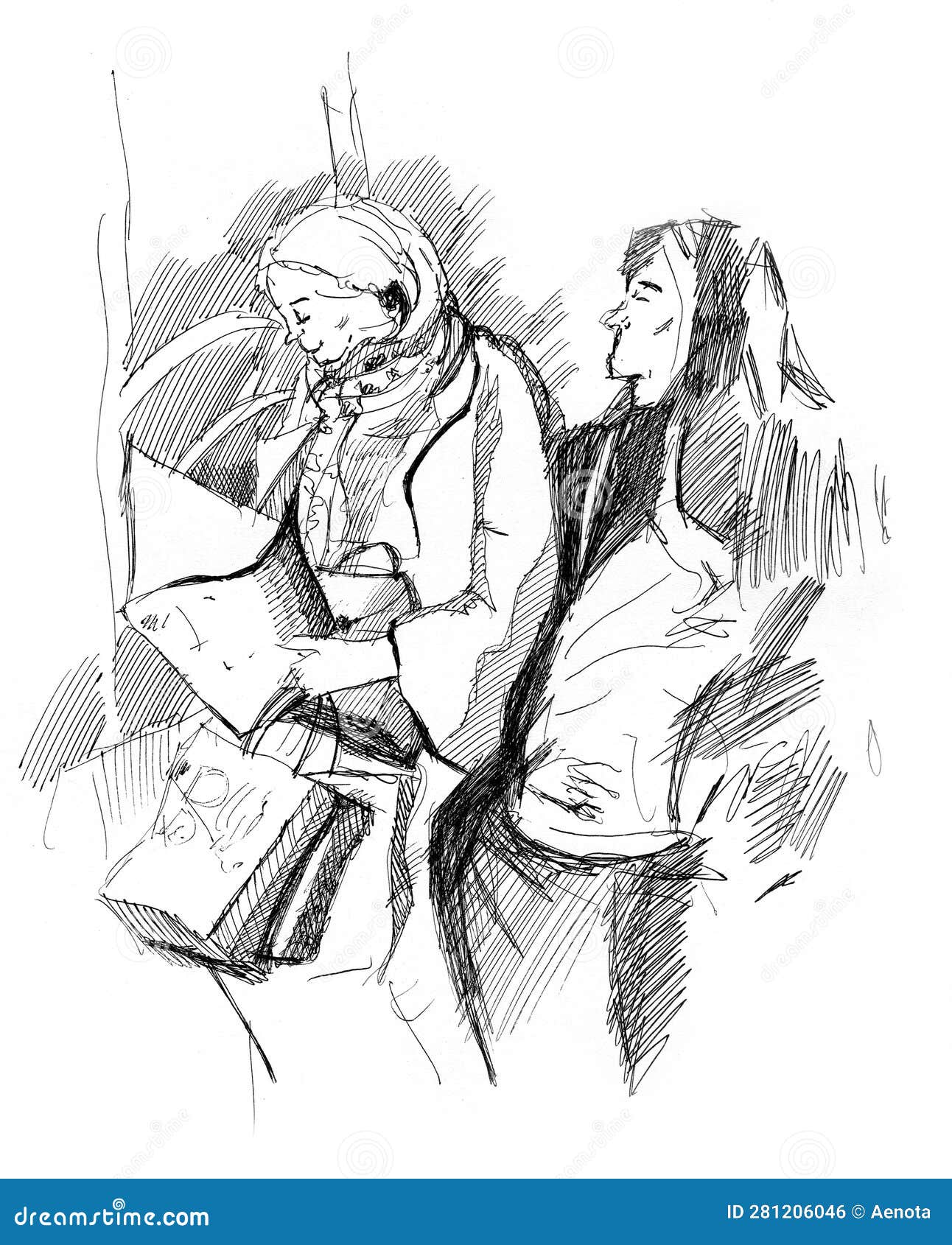 Hand Drawn Sketch of Passengers Stock Illustration - Illustration of ...