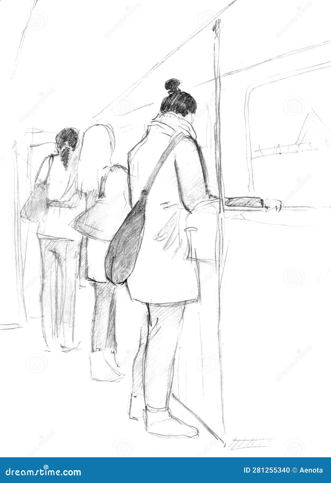 Hand Drawn Sketch of Passengers Stock Illustration - Illustration of ...