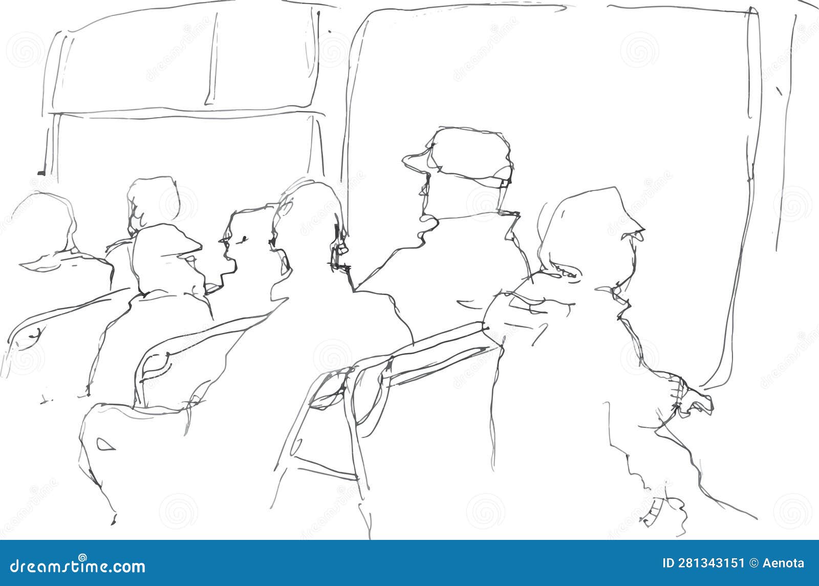 Hand Drawn Sketch of Passengers Stock Vector - Illustration of trip ...