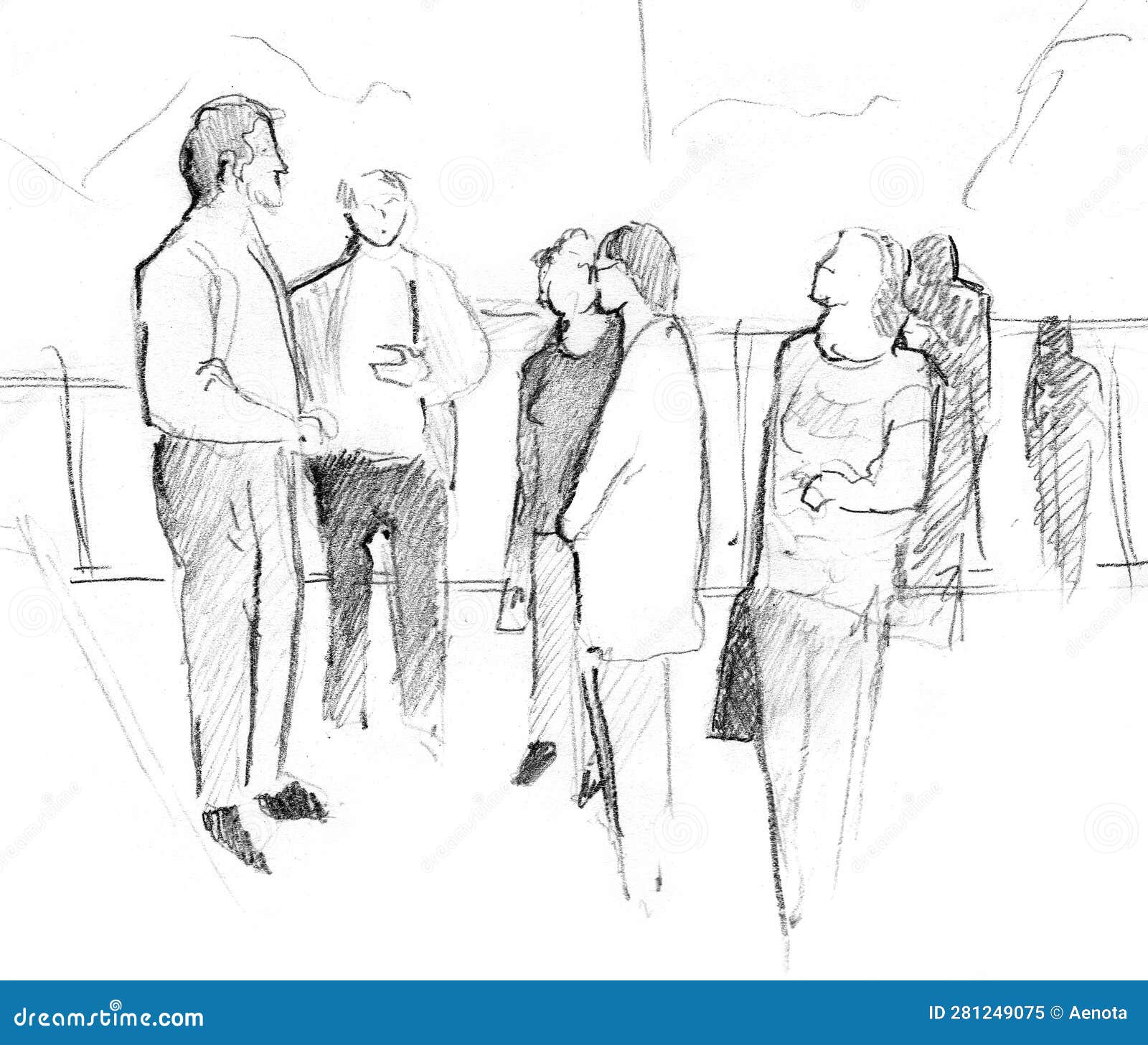 Hand Drawn Sketch of of Passers Stock Illustration - Illustration of ...