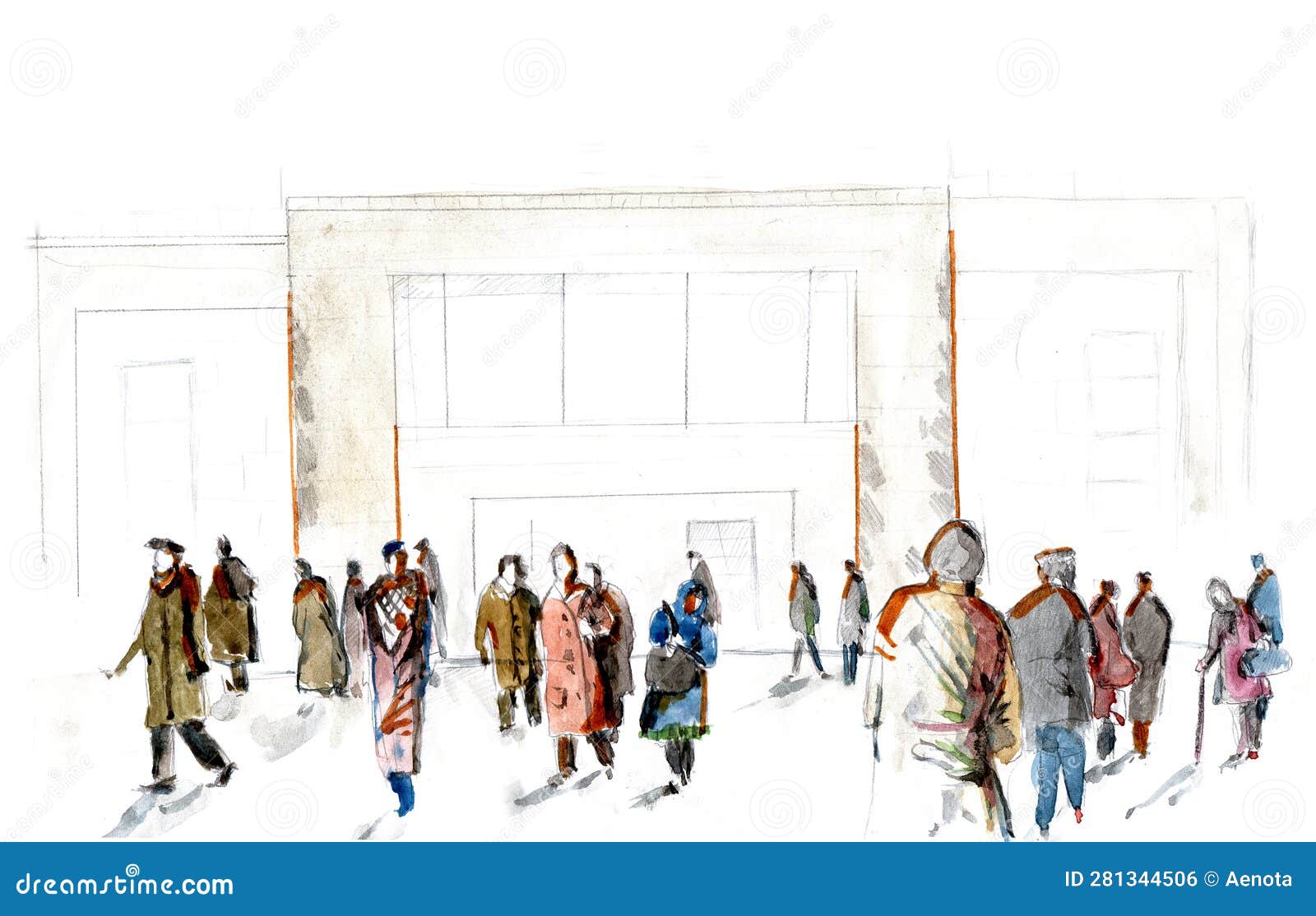 Hand Drawn Sketch of of Passers Stock Illustration - Illustration of ...