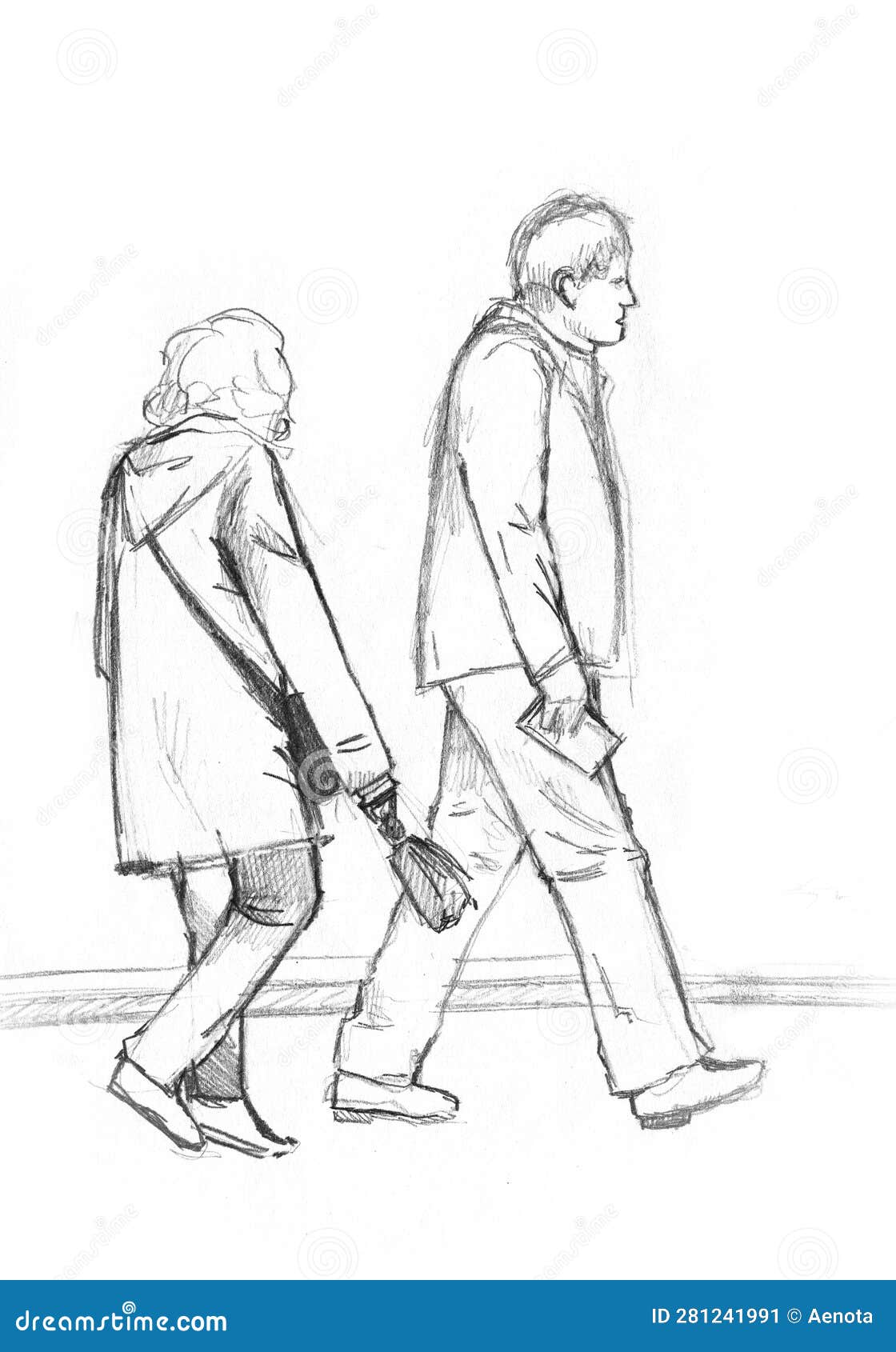 Hand Drawn Sketch of Passers Stock Illustration - Illustration of ...