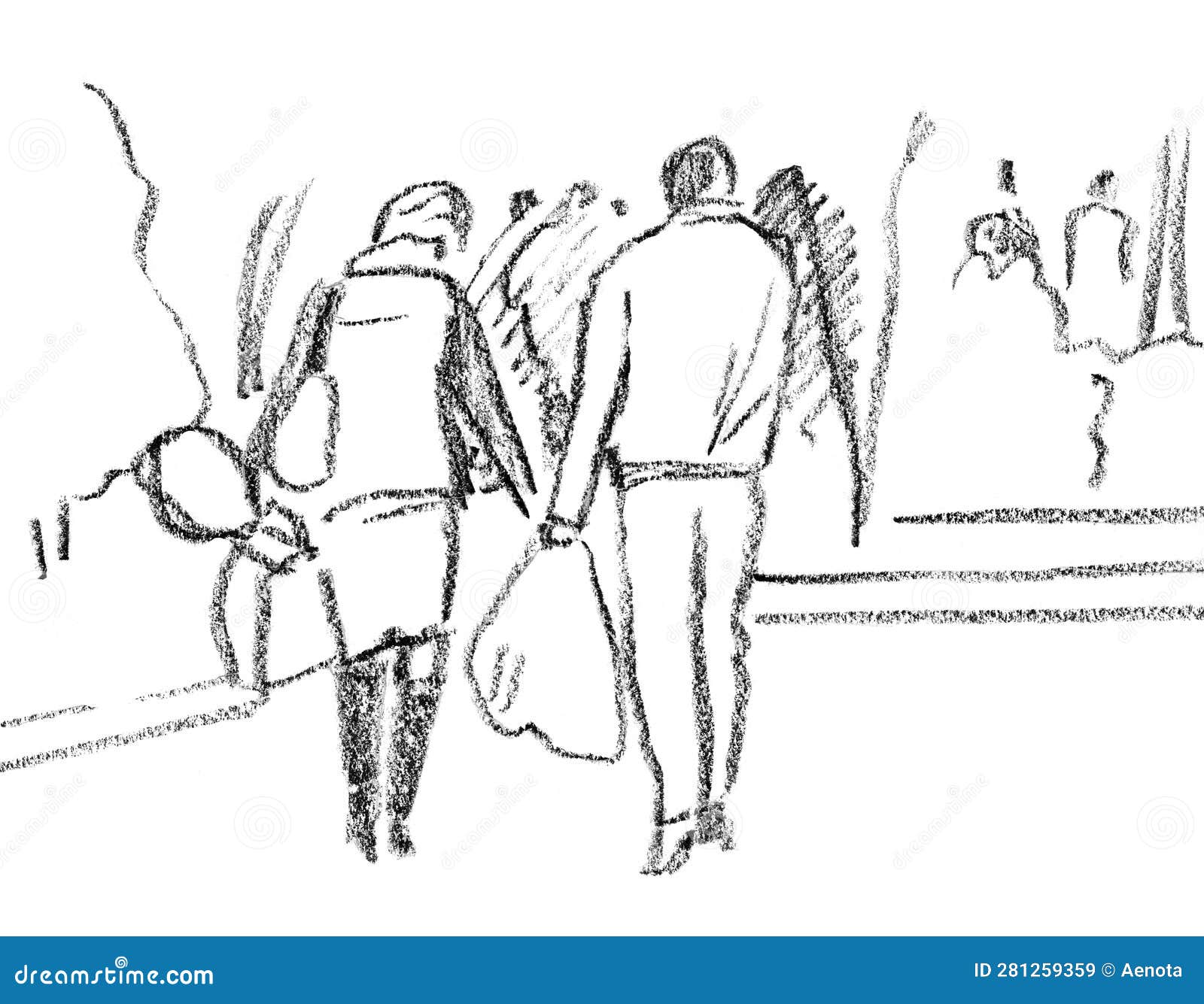 Hand Drawn Sketch of Passers Stock Illustration - Illustration of style ...