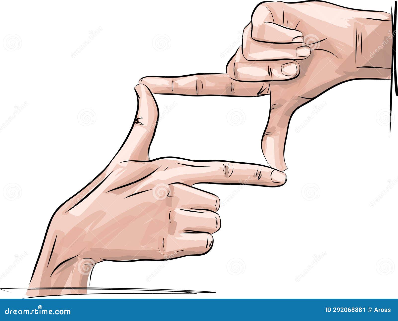 Hand Drawn Sketch of Realistic Womens Hands, Frame with Hands Stock ...